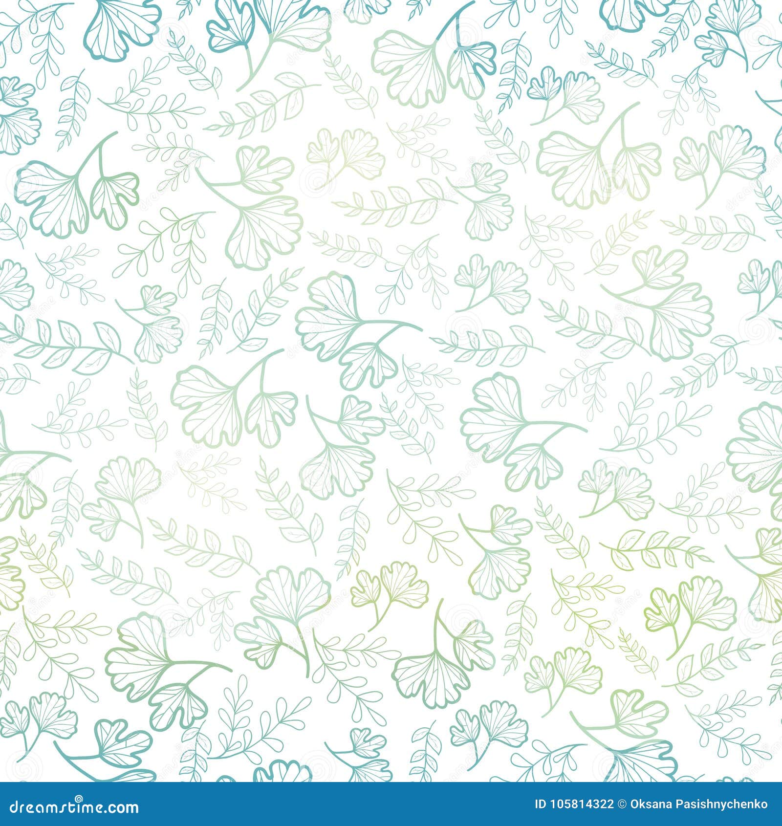 Vector Seamless Pattern with Spring Leaves Pastel Gradient. Background ...