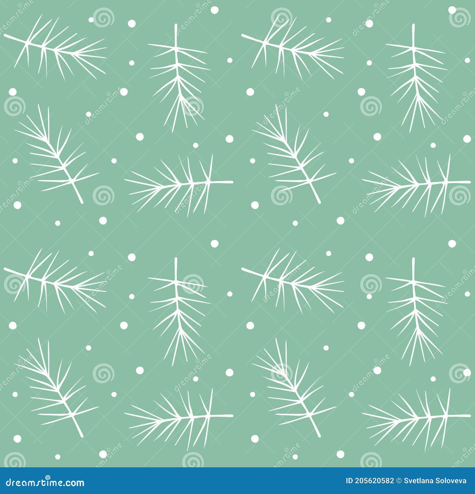 Vector Seamless Pattern of Spruce Tree Branch Stock Vector ...