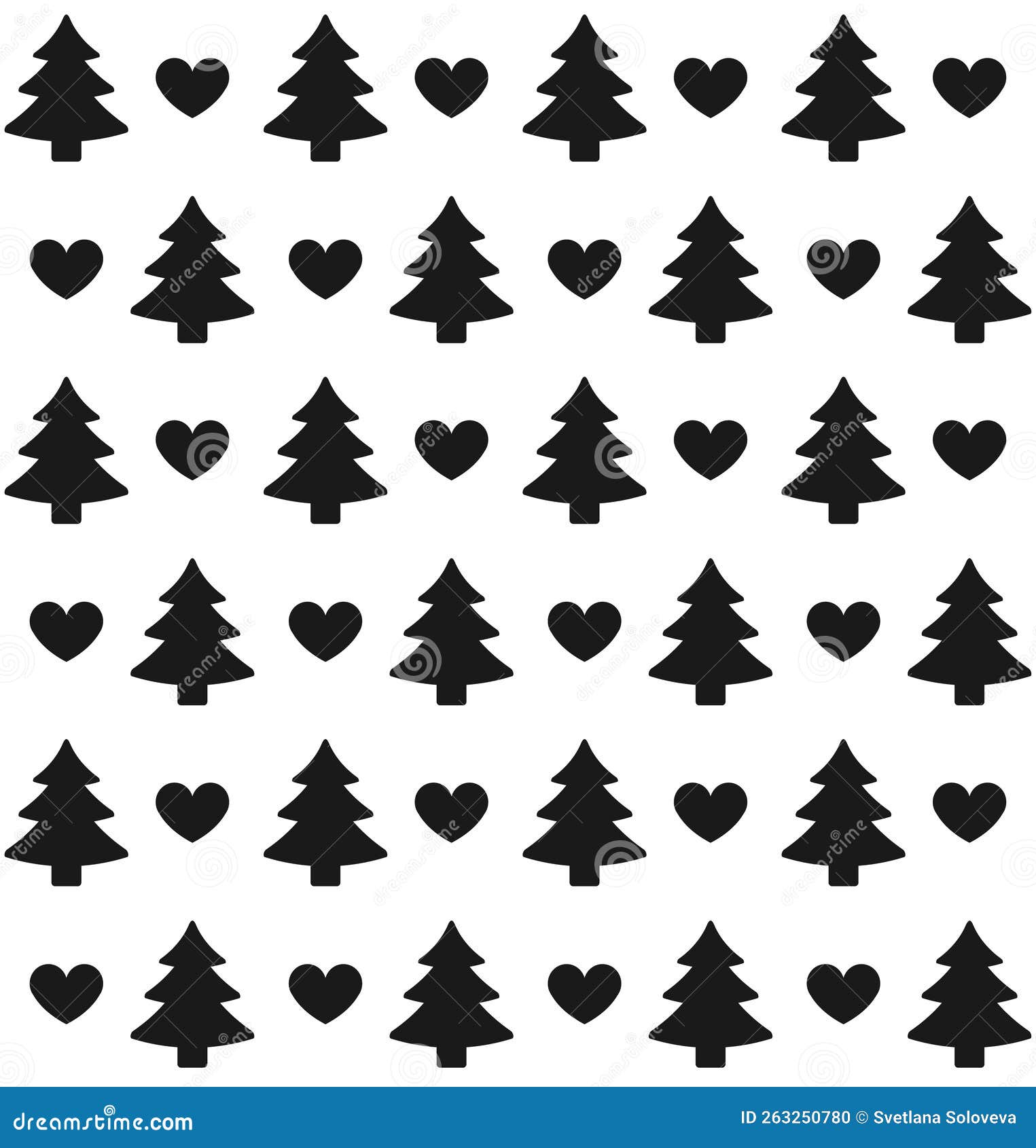 Vector Seamless Pattern of Spruce Tree and Hearts Stock Vector ...