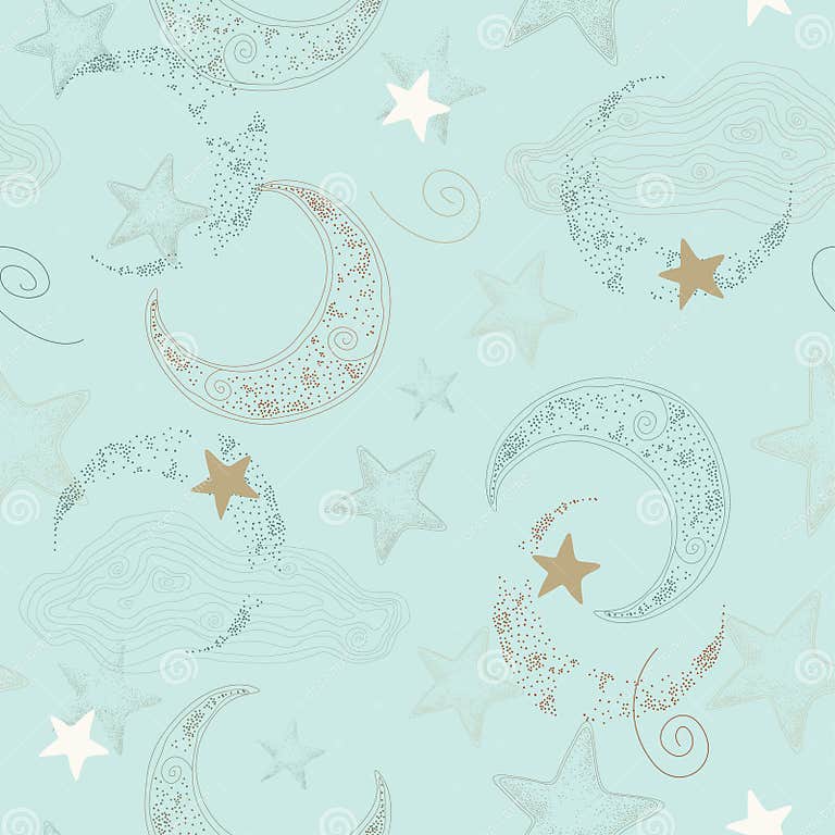 Vector Seamless Pattern with Stars Stock Vector - Illustration of color ...