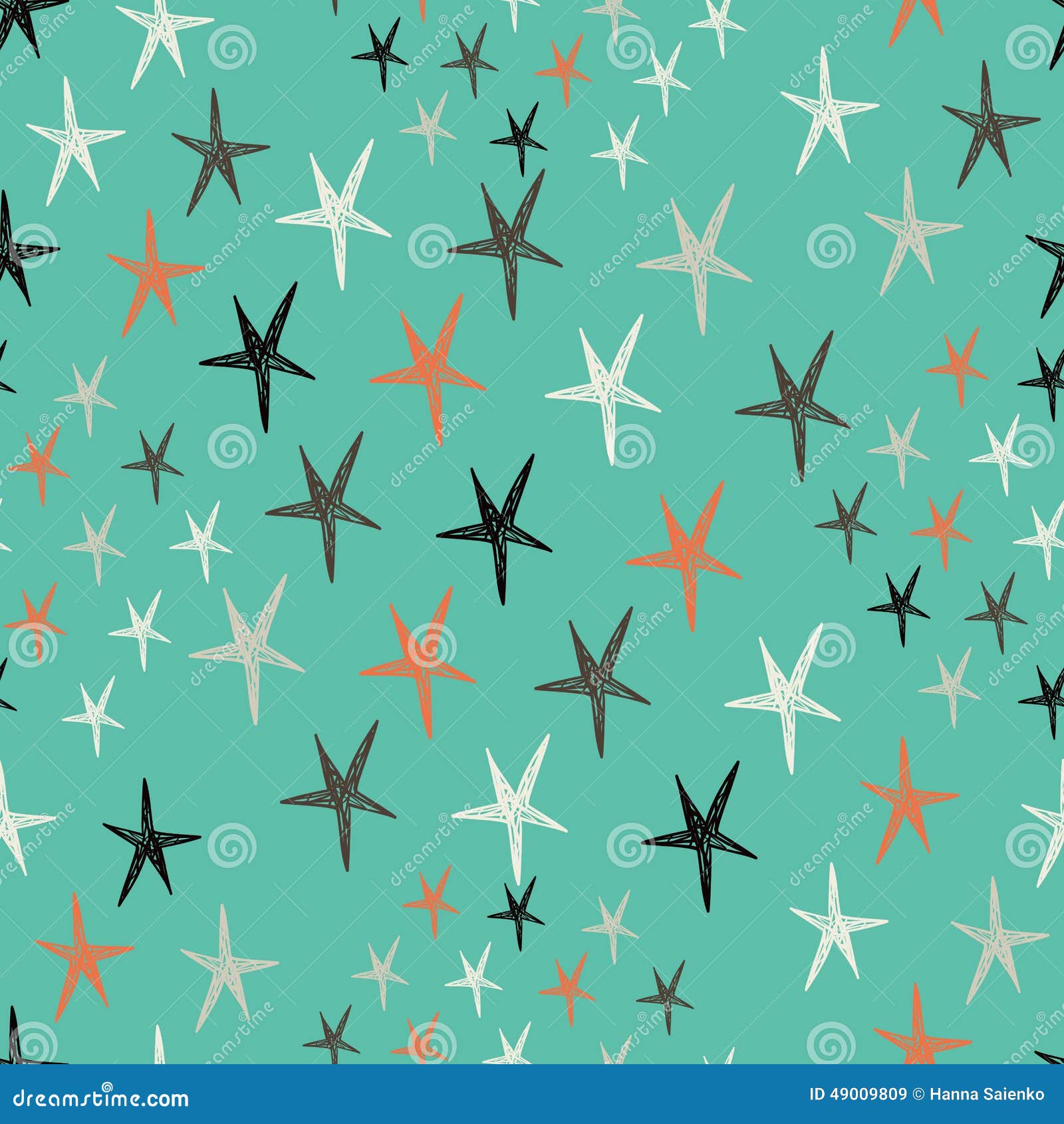 Vector Seamless Pattern with Stars. Starry Retro Background. Endless ...