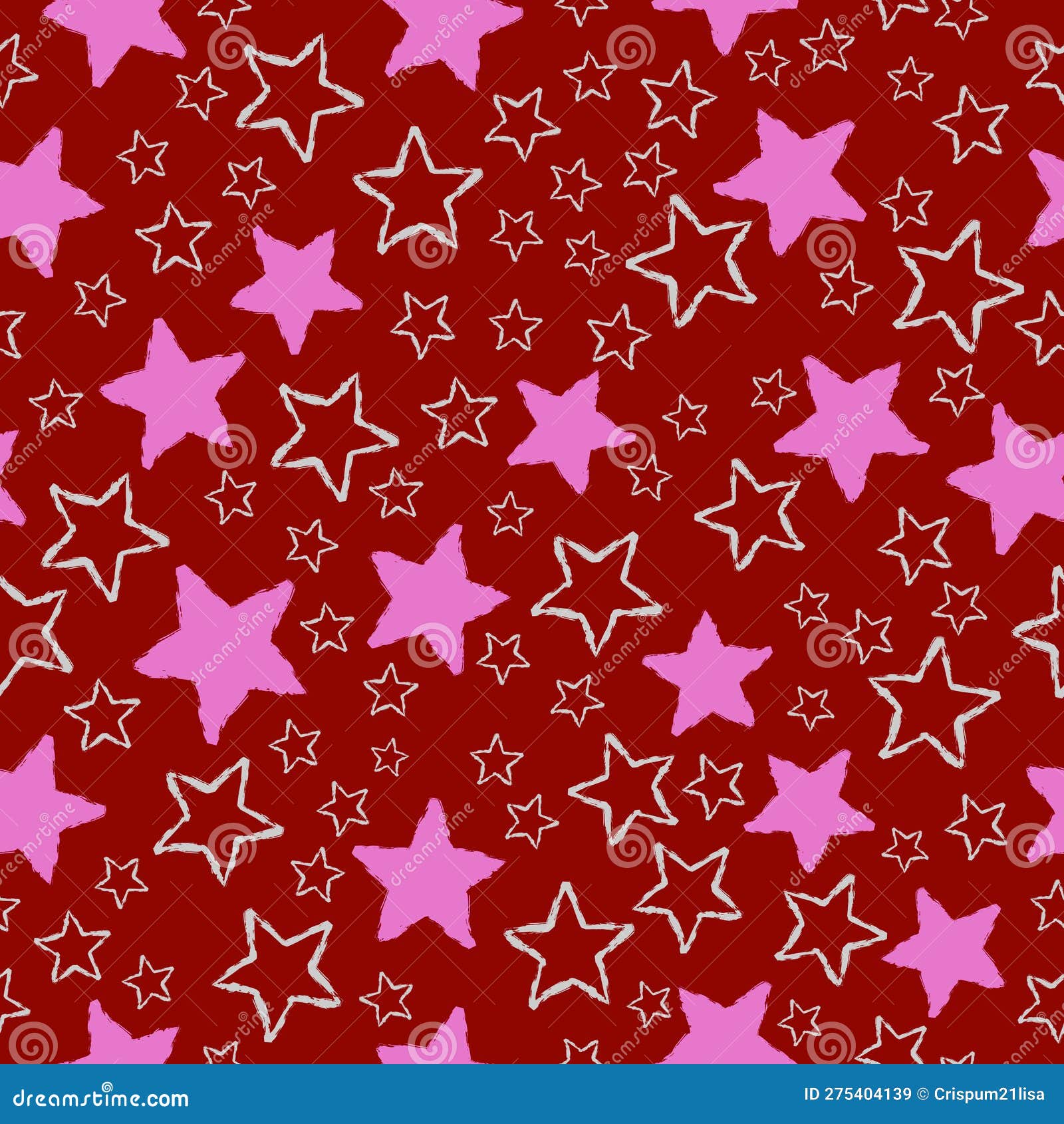 Vector Seamless Pattern with Stars, Torn Stroke Edges Stock Vector ...