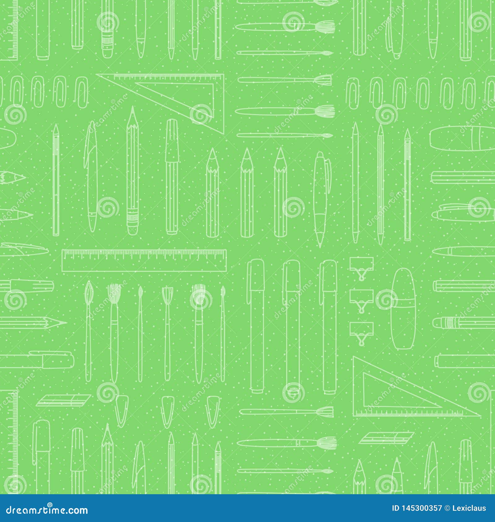 Vector Seamless Pattern of Stationery Stock Vector - Illustration of ...