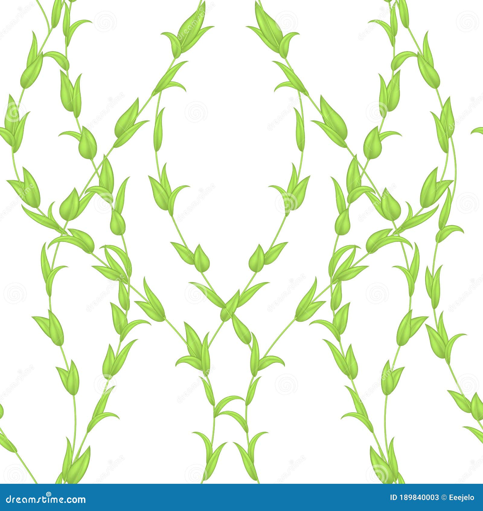 Vector Seamless Pattern of Stems and Leaves of Green Color Isolated on ...