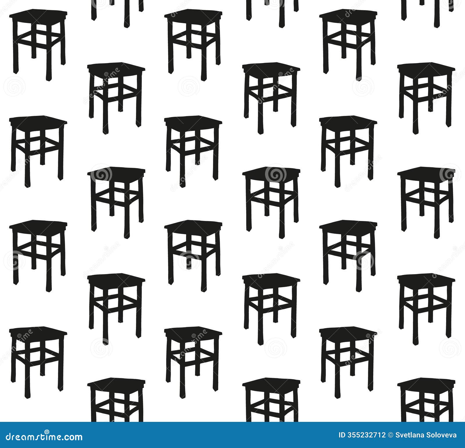 Vector Seamless Pattern of Stool Silhouette Stock Illustration ...