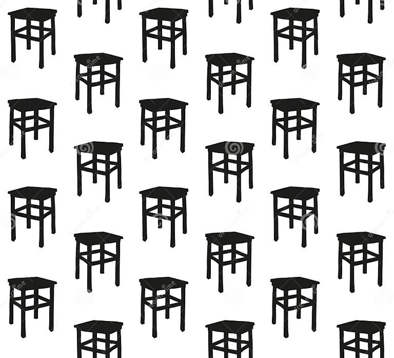 Vector Seamless Pattern of Stool Silhouette Stock Illustration ...
