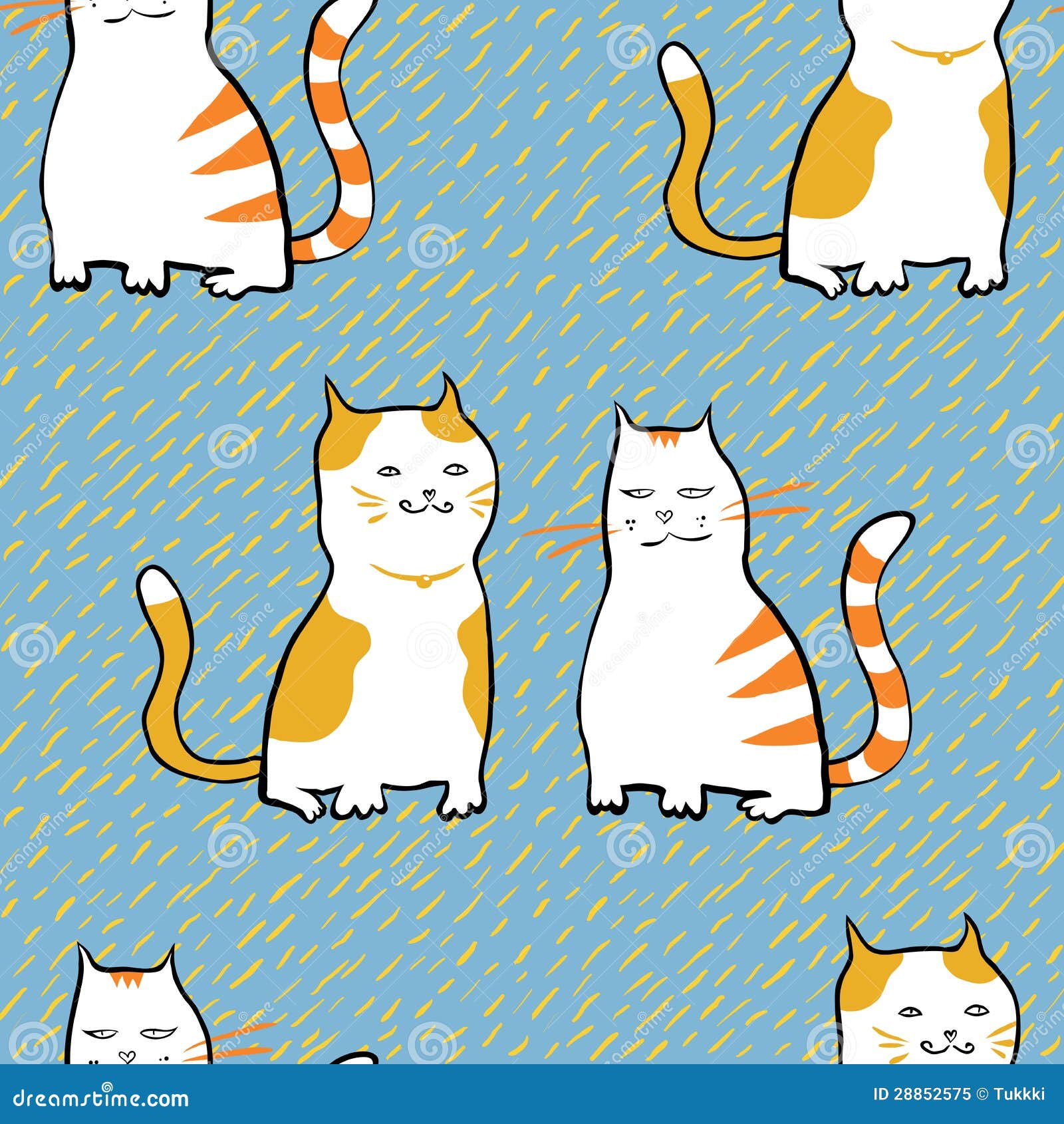Vector Seamless Pattern with Striped Cats. Stock Vector - Illustration ...