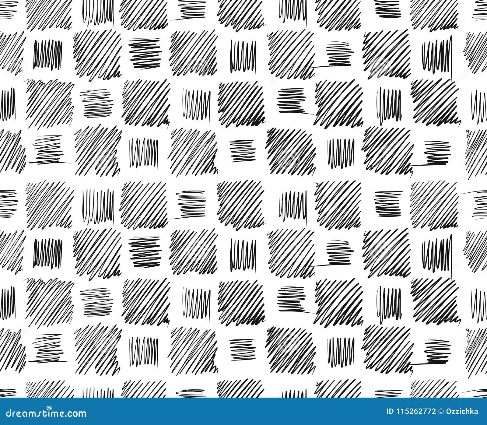 Vector Seamless Pattern with Strokes. Monochromatic Artistic Backdrop ...