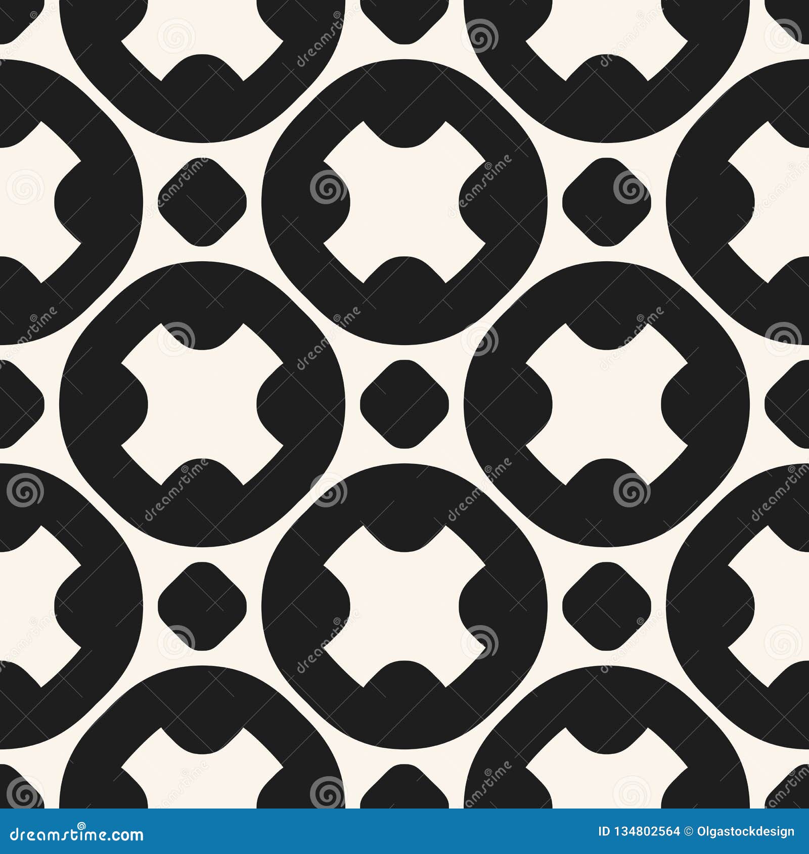 Vector Monochrome Geometric Seamless Pattern with Big Smooth Crosses ...