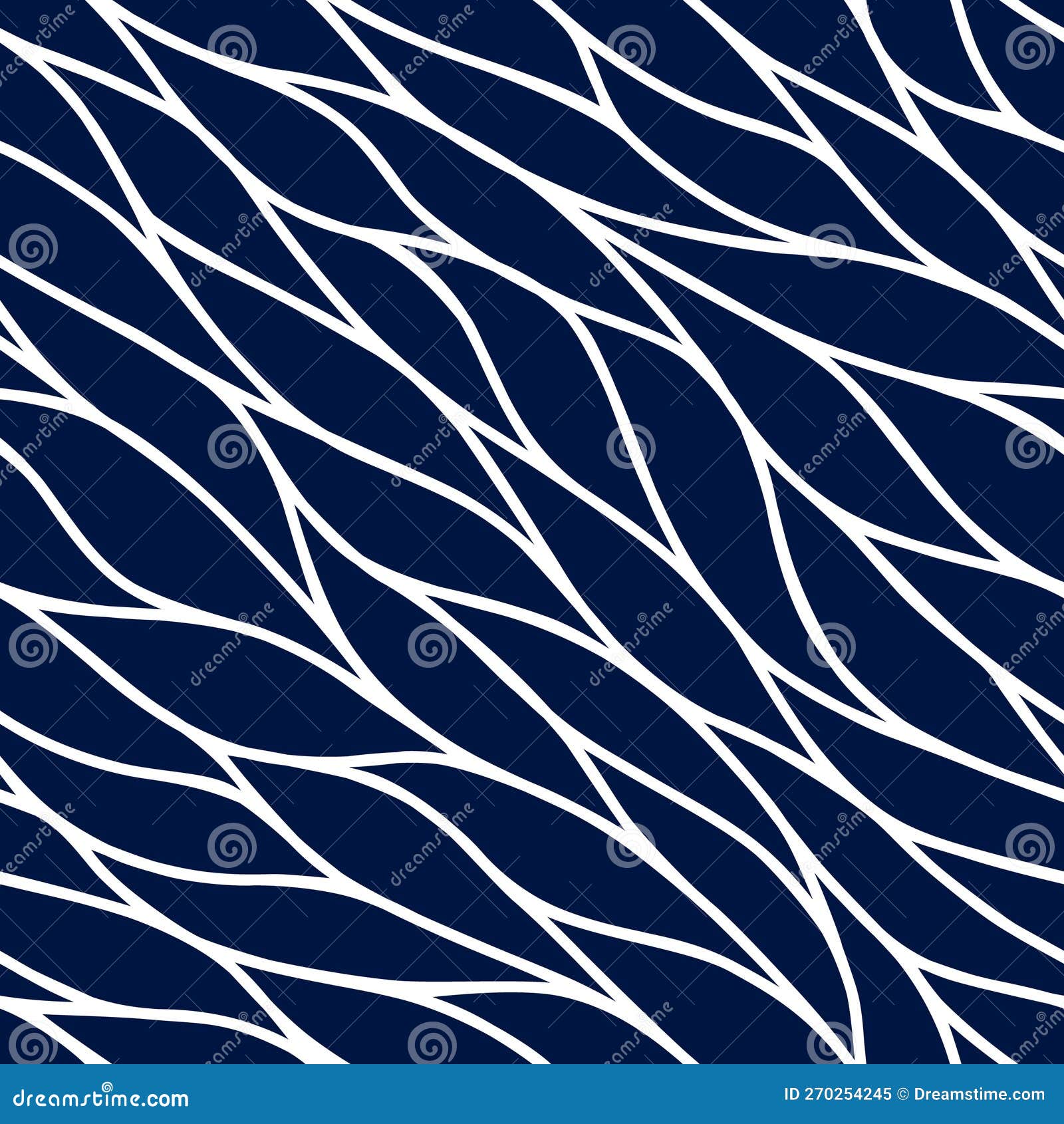 Vector Seamless Pattern. Stylish Wavy Line. Stripes Twist on Blue ...