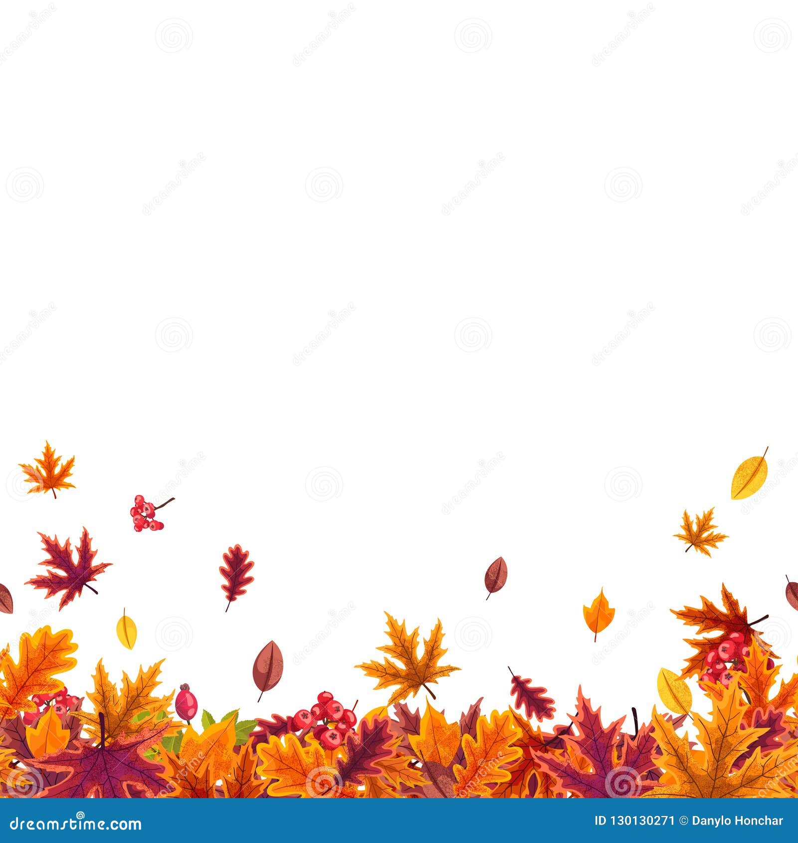 Vector Seamless Pattern with Stylized Autumn Leaves. Stock Vector ...