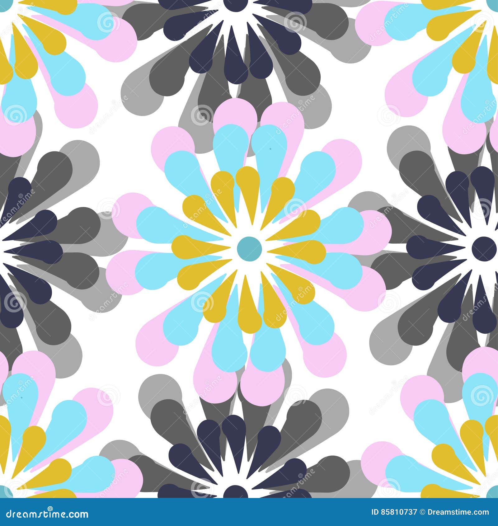 Vector Seamless Pattern, Stylized Flowers Stock Vector - Illustration ...