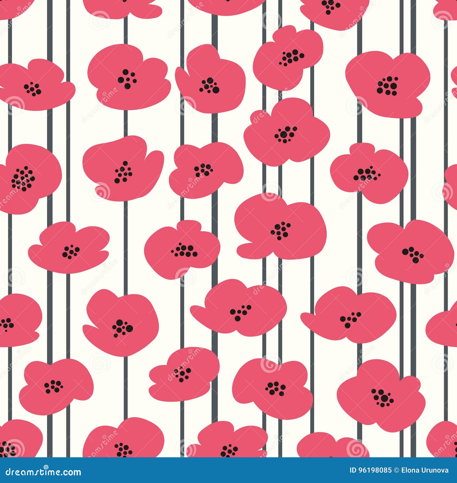 Vector Seamless Pattern with Stylized Poppies for Design and Decoration ...