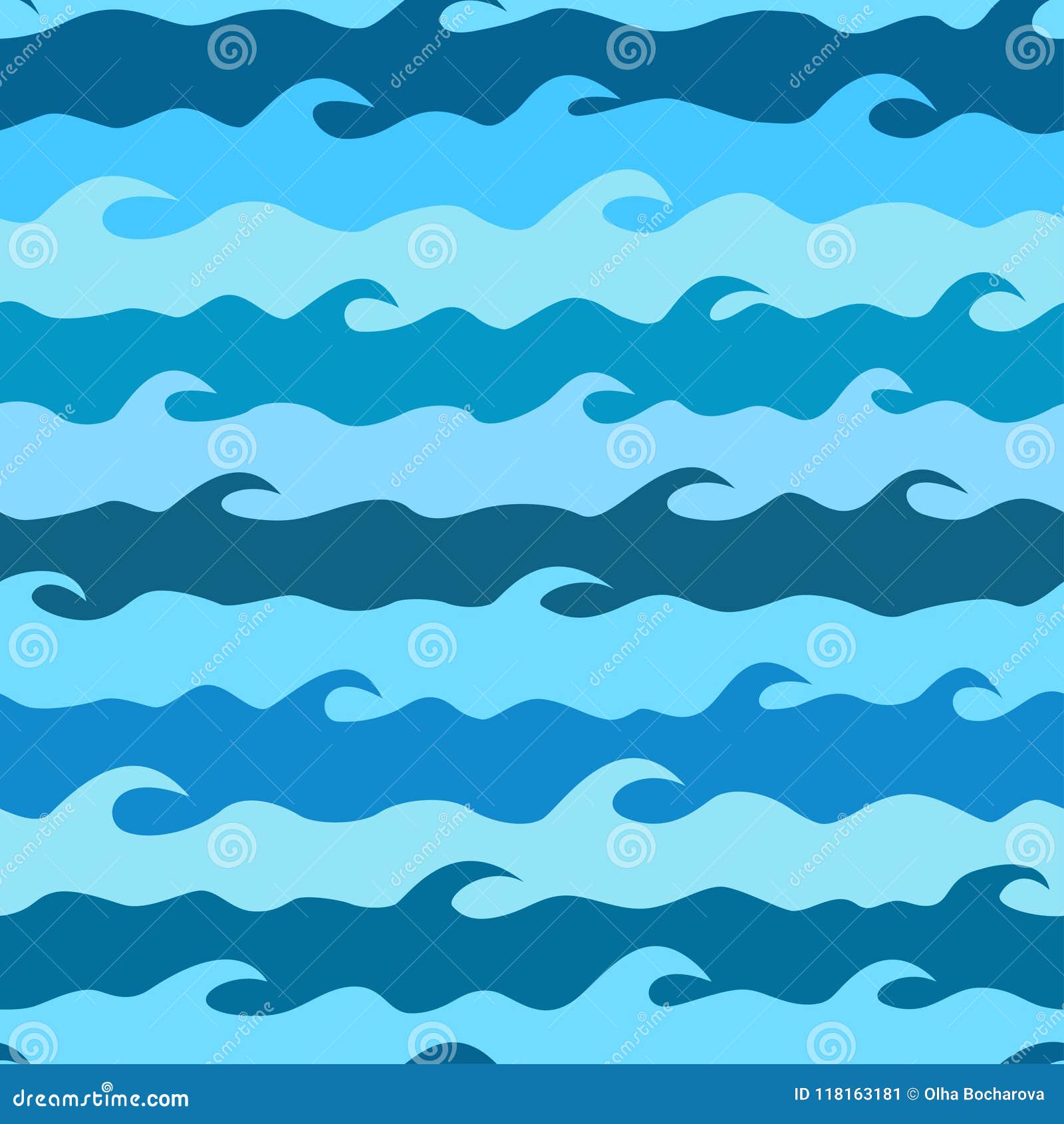 Vector Seamless Pattern with Stylized Sea Waves. Ocean Waves Stock ...