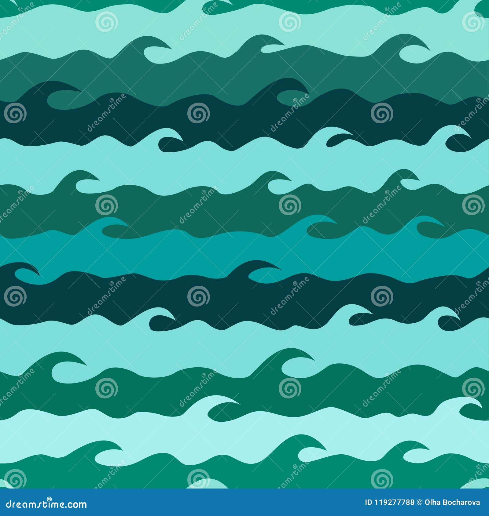 Vector Seamless Pattern with Stylized Sea Waves. Ocean Waves Stock ...