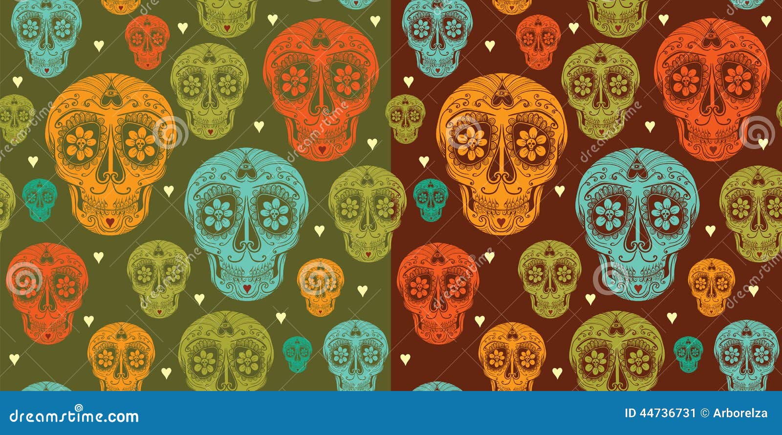 Calavera Or Sugar Skull Tattoo Set Vector Illustration | CartoonDealer ...