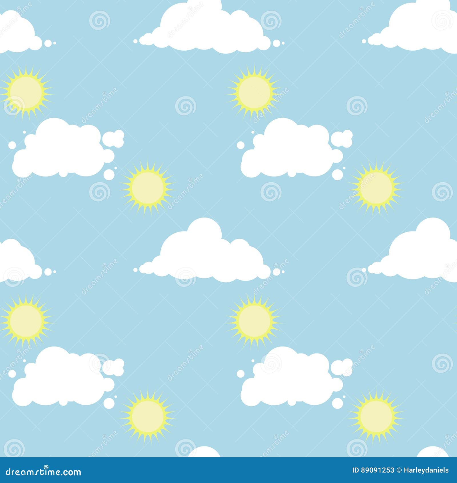 Vector Seamless Pattern with a Sunny Day Sky Stock Illustration ...
