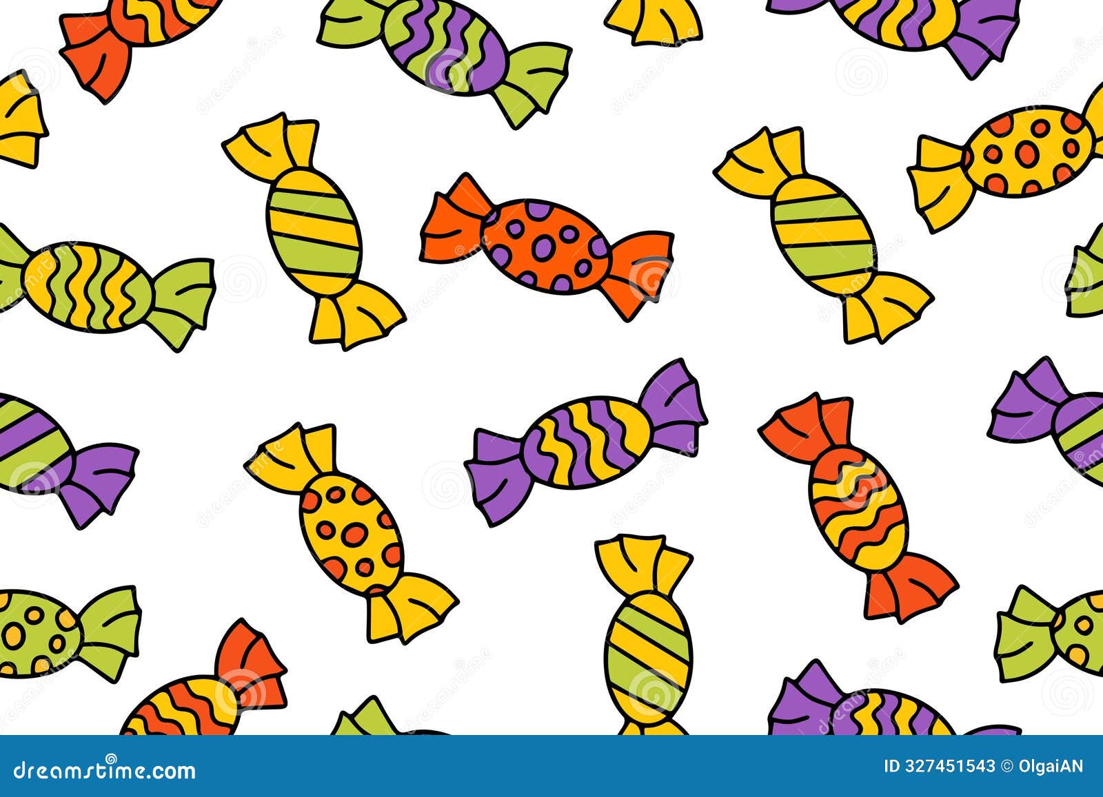 Vector Seamless Pattern with Sweets and Candies in Doodle Style. Vector ...