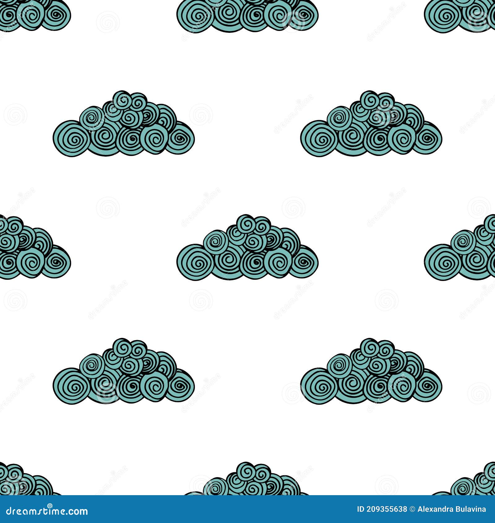 Vector Seamless Pattern with Swirl Clouds. Stock Vector - Illustration ...