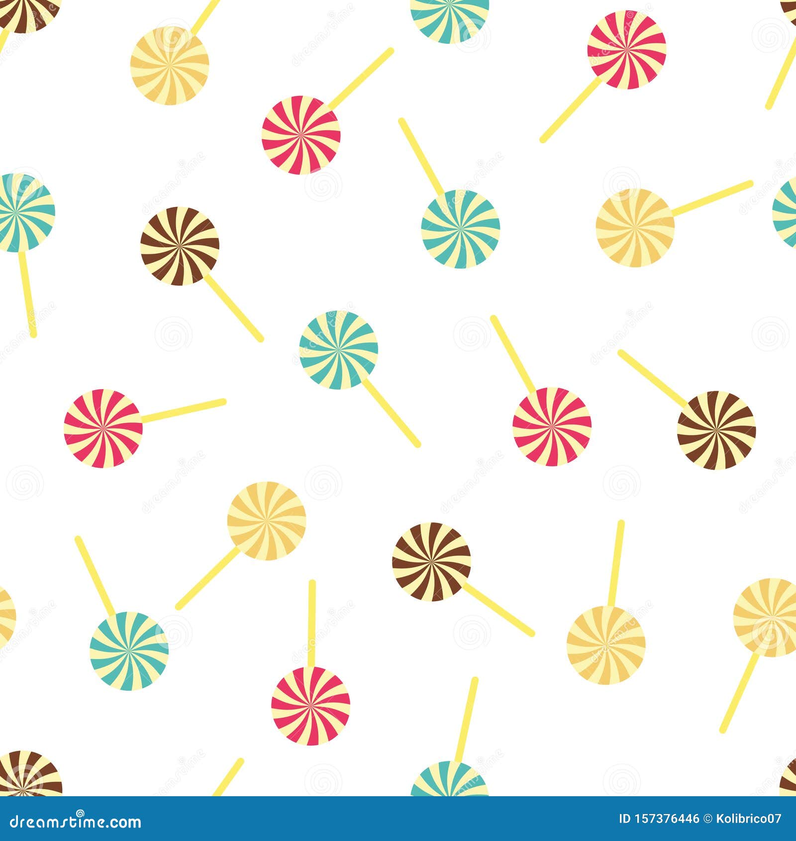 Vector Seamless Pattern of Swirl Lollipops. Candies Seamless Pat Stock ...
