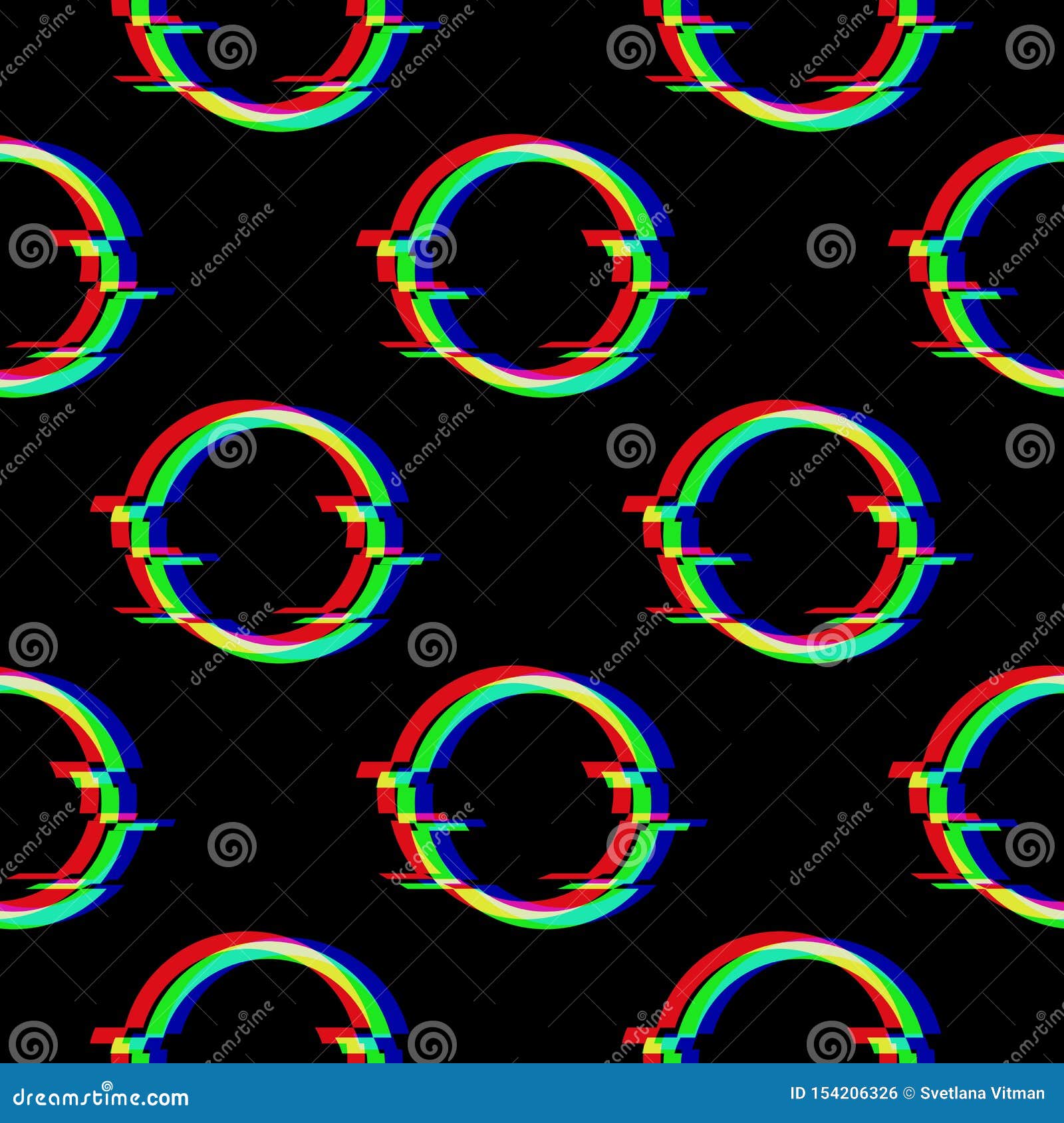 Vector Seamless Pattern with Symbol of Circle in Glitch Style. Round ...
