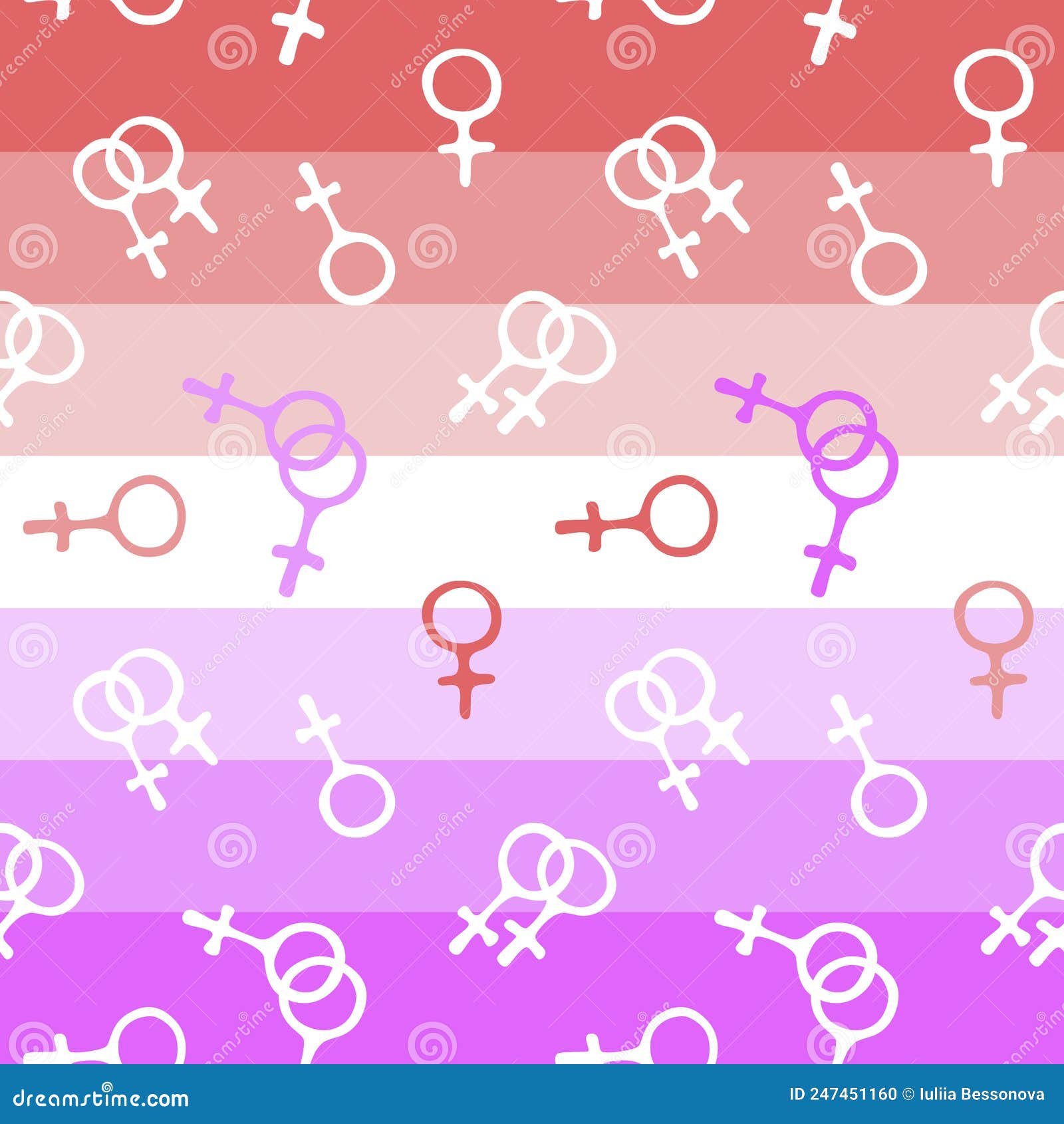 Vector Seamless Pattern Of Symbols Of Venus Female Gender Icons On