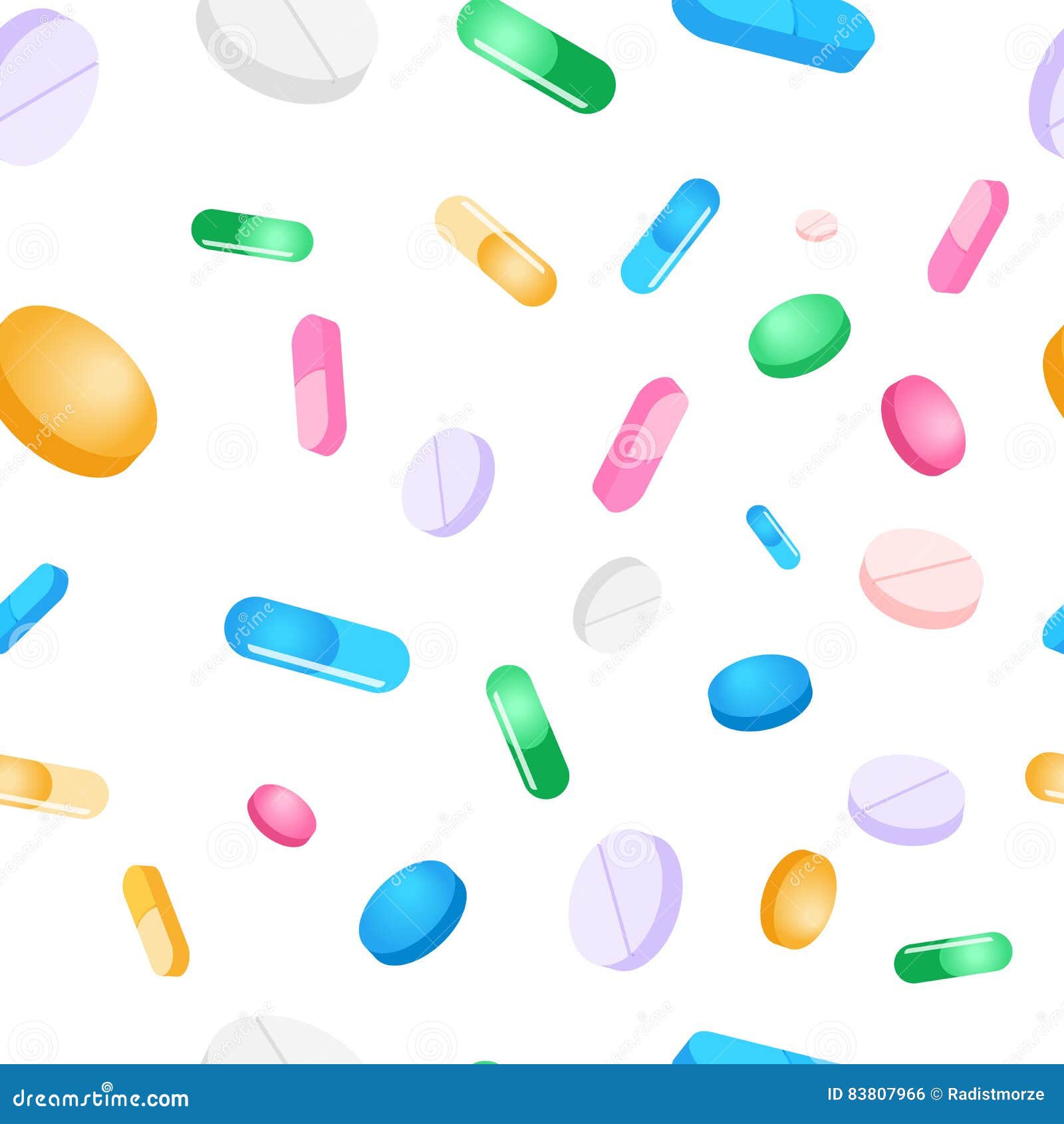 Vector Seamless Pattern Tablets and Pills on a White Background Stock ...