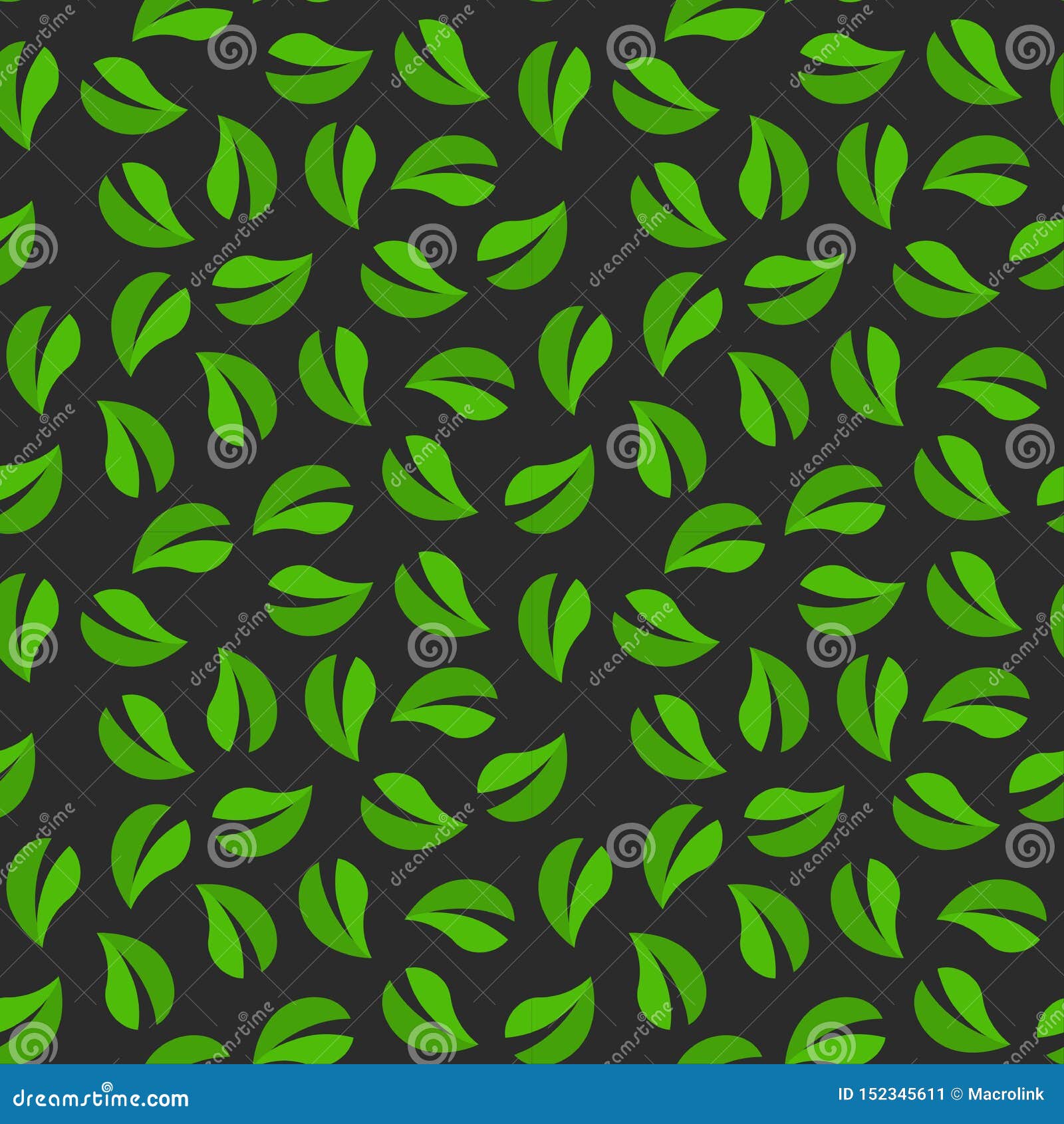 Vector Seamless Pattern with Tea Leaves on Dark Background -Wallpaper ...