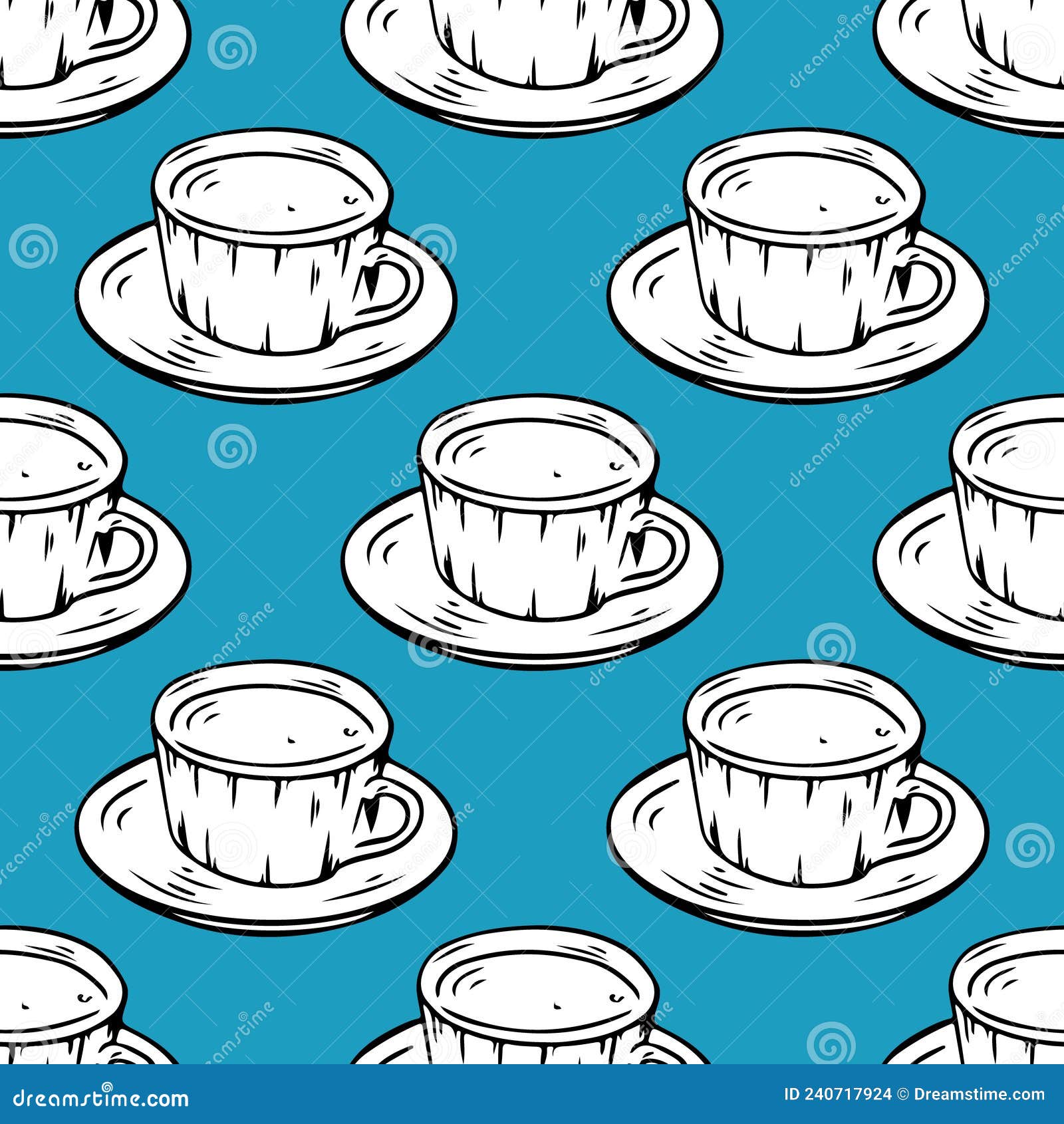 Vector Seamless Pattern with Tea Mugs. Vector Graphics Stock Vector ...