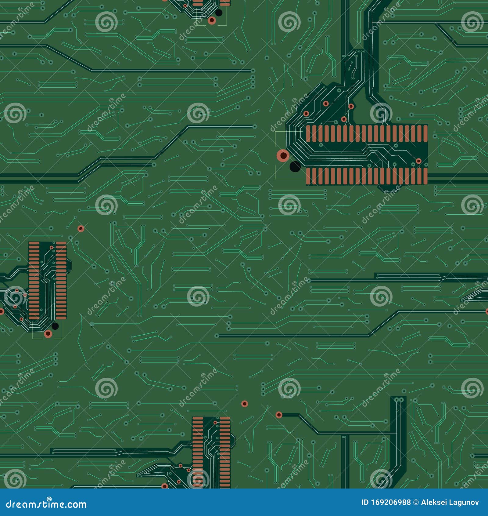Vector Seamless Pattern, Technology Background, Green Circuit. Stock ...
