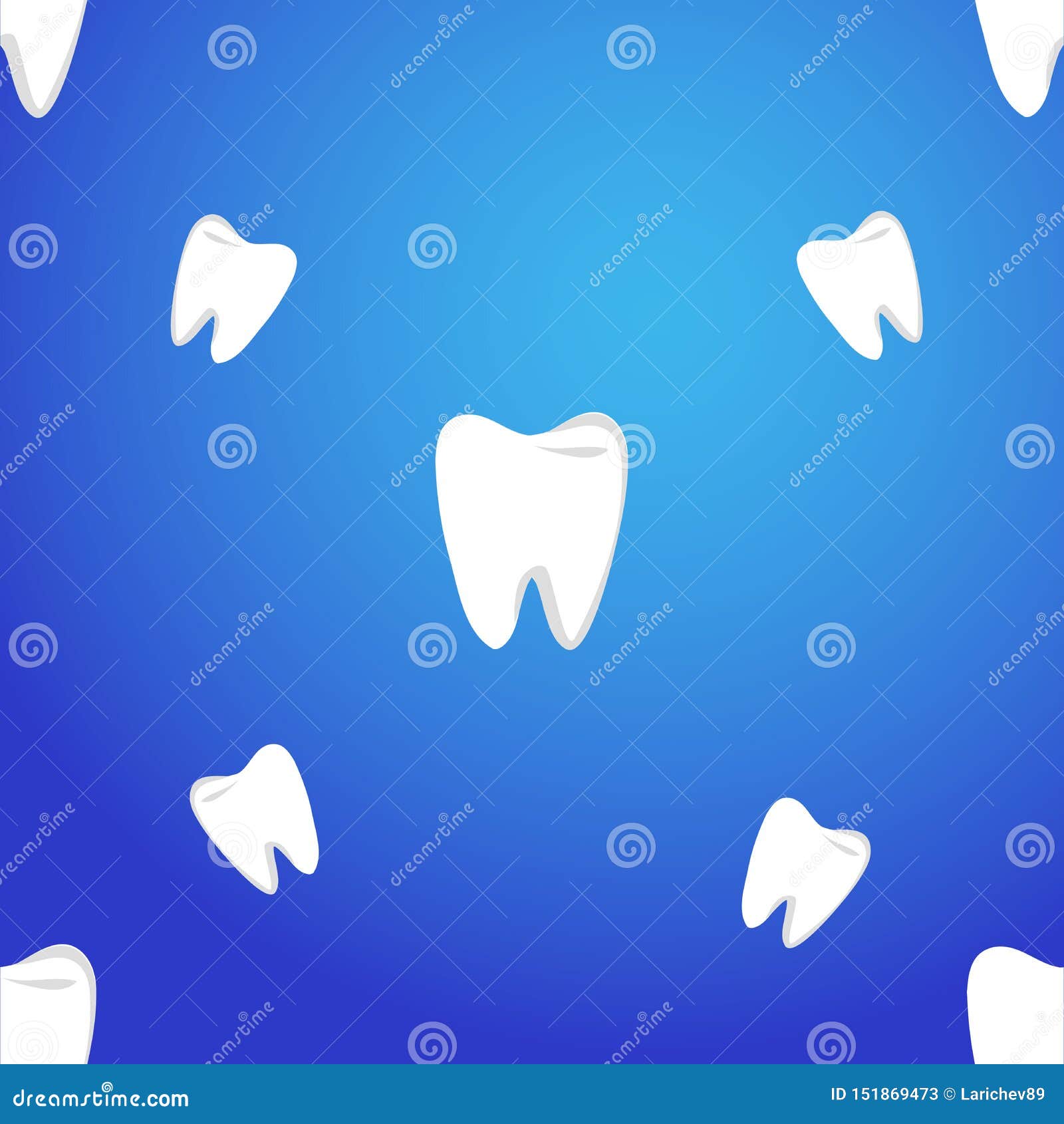 Vector Seamless Pattern with Teeth on a Blue Background. the Pattern of ...