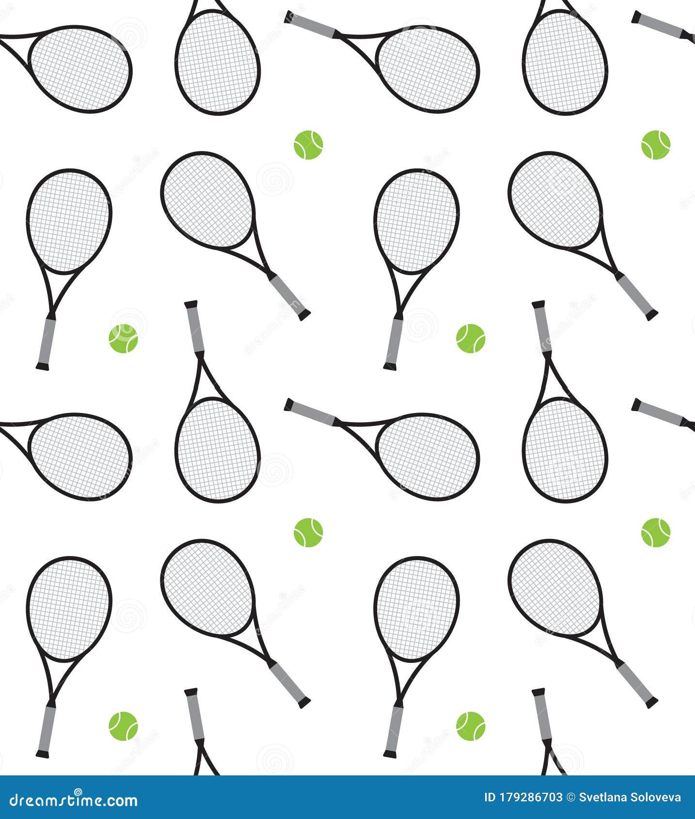 Vector Seamless Pattern of Tennis Racket and Ball Stock Illustration ...