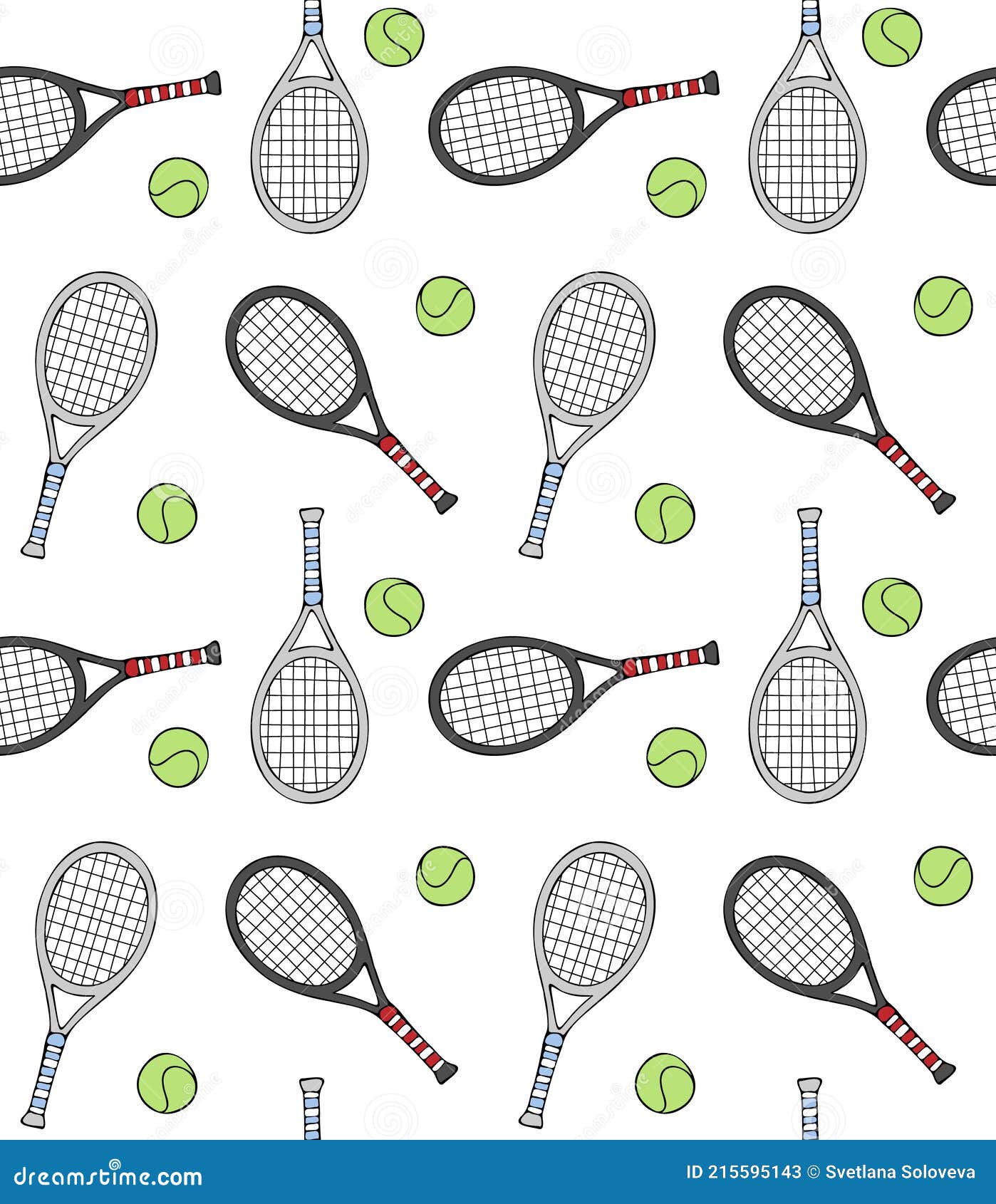 Vector Seamless Pattern of Tennis Rackets and Ball Stock Vector ...