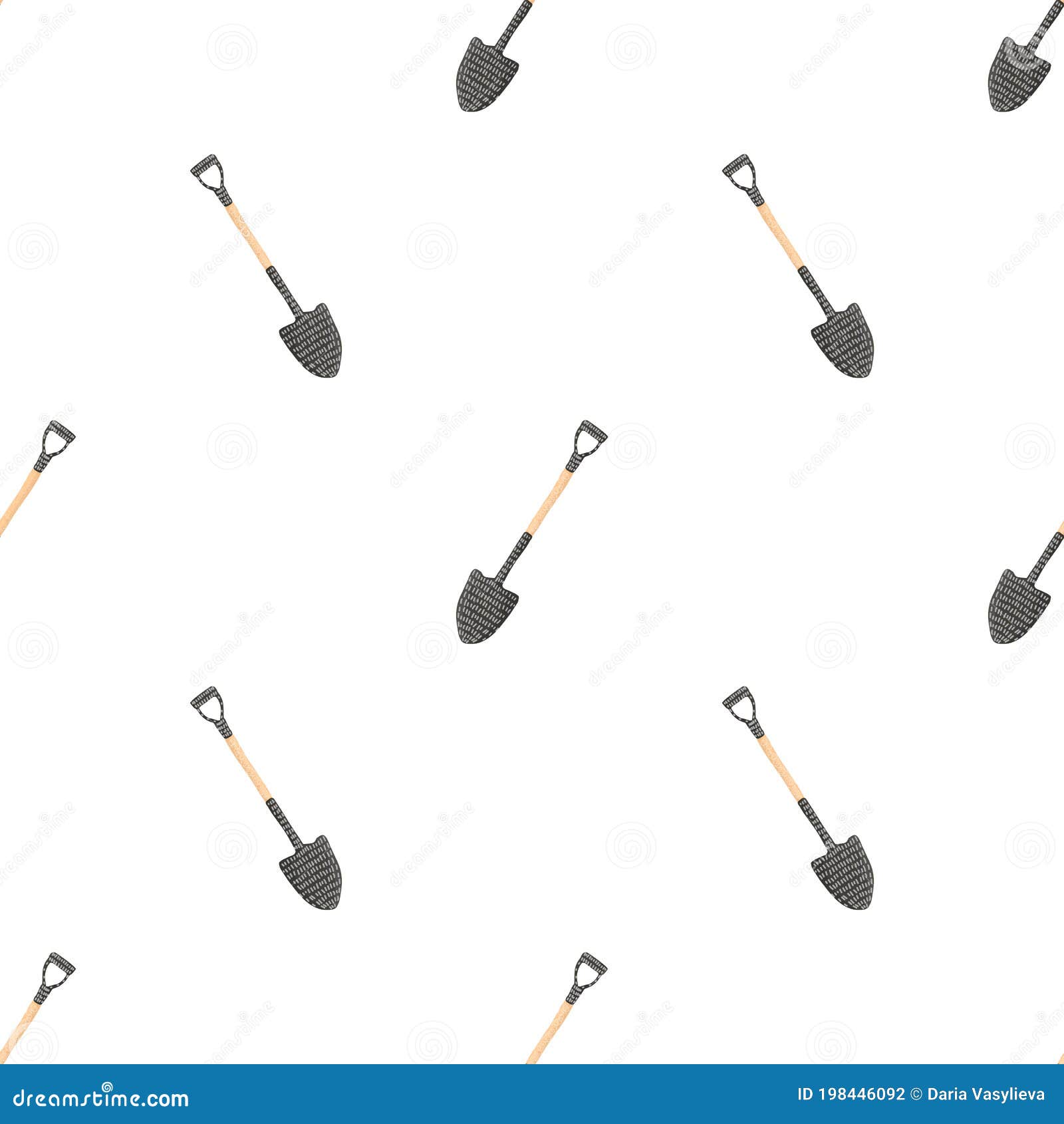 Vector Seamless Pattern with Textured Shovel Images Stock Vector ...