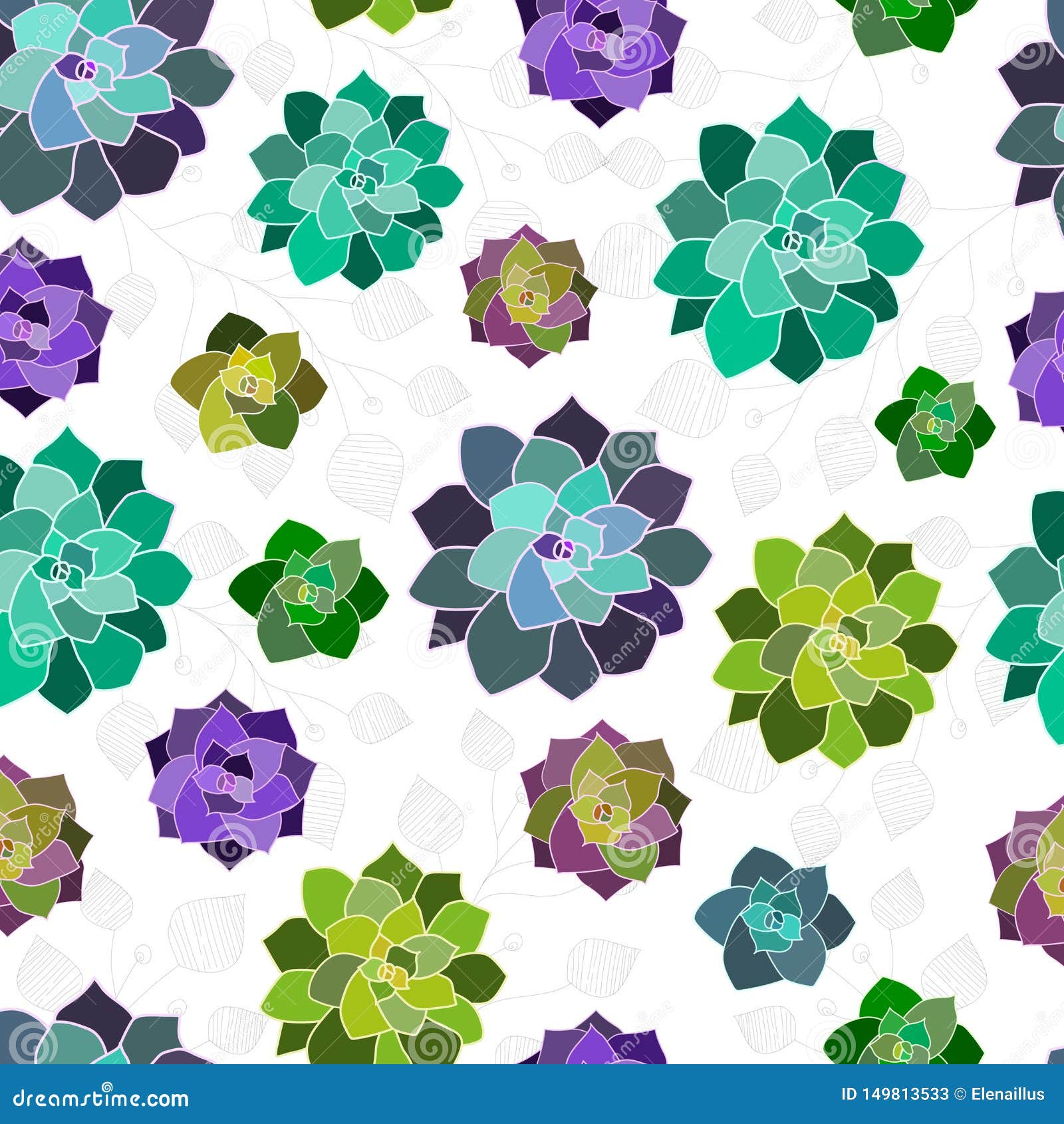 Vector Seamless Pattern, Texture, Paper, Print with Succulents and ...
