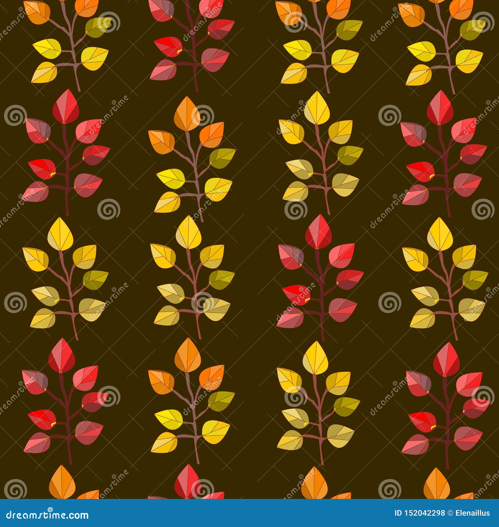 Vector Seamless Pattern,texture,print with Fall Leaves on the Isolated ...