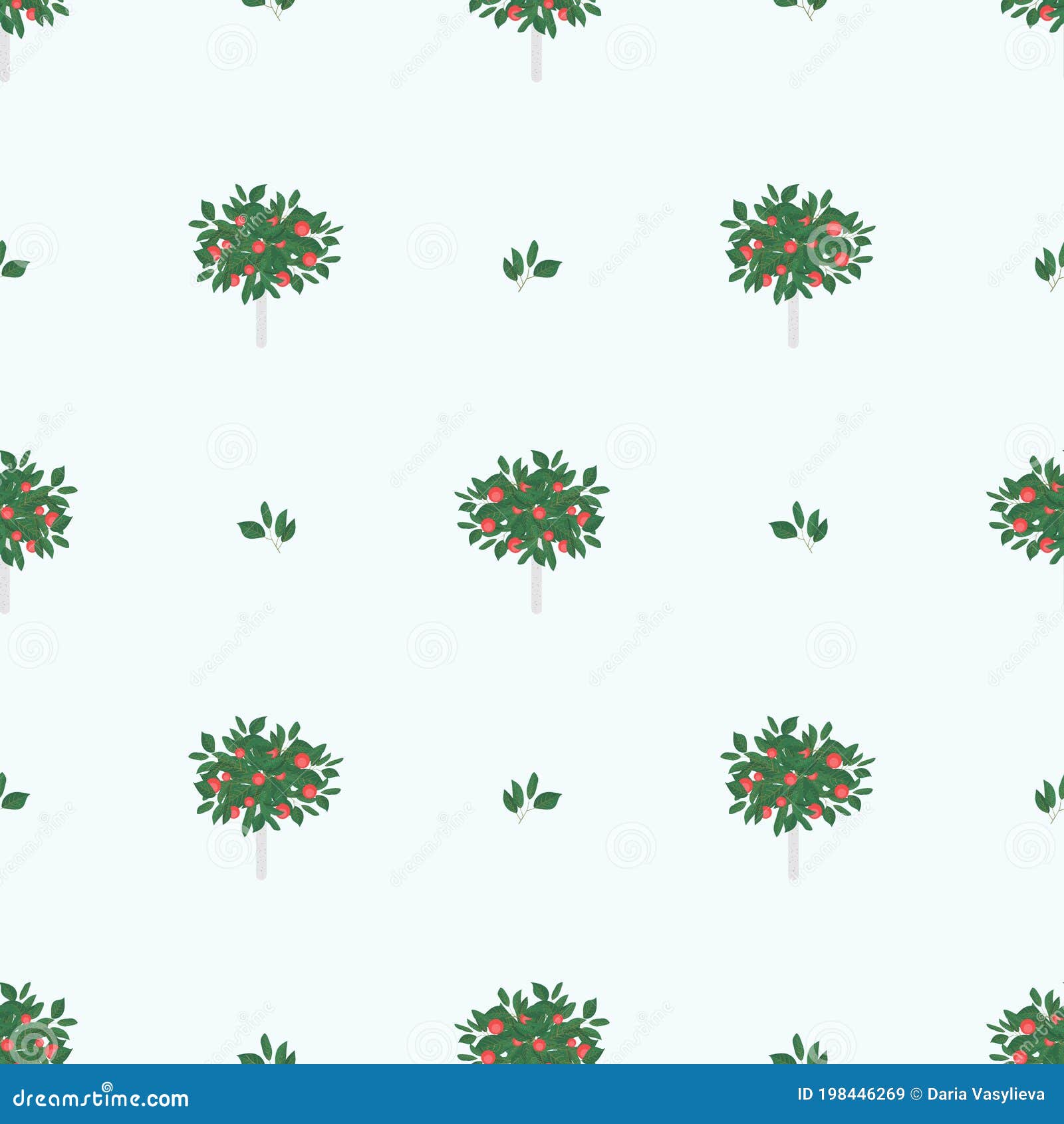 Vector Seamless Pattern with Textured Apple Trees Stock Vector ...