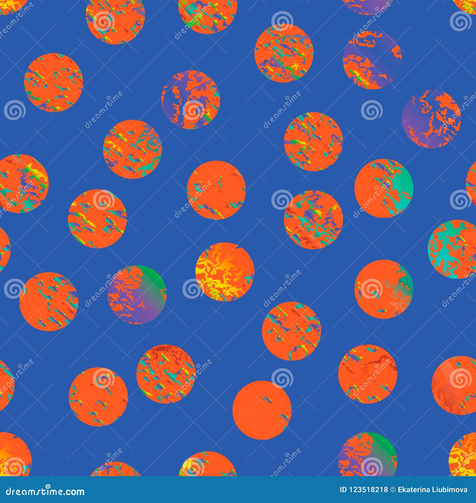 Vector Seamless Pattern with Textured Circles or Planets Stock Vector ...