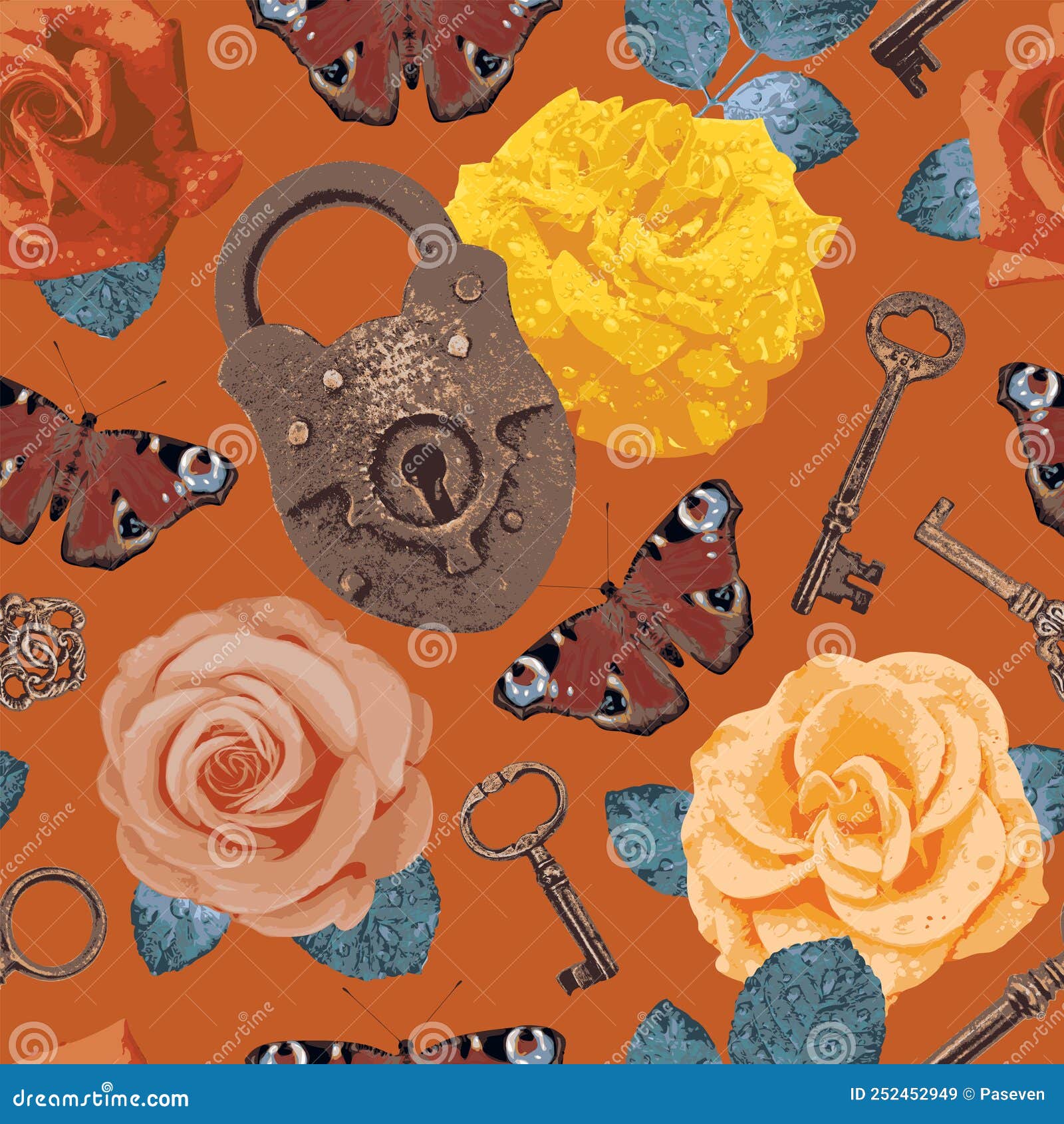 Vector Seamless Pattern on the Theme of Love Stock Vector ...