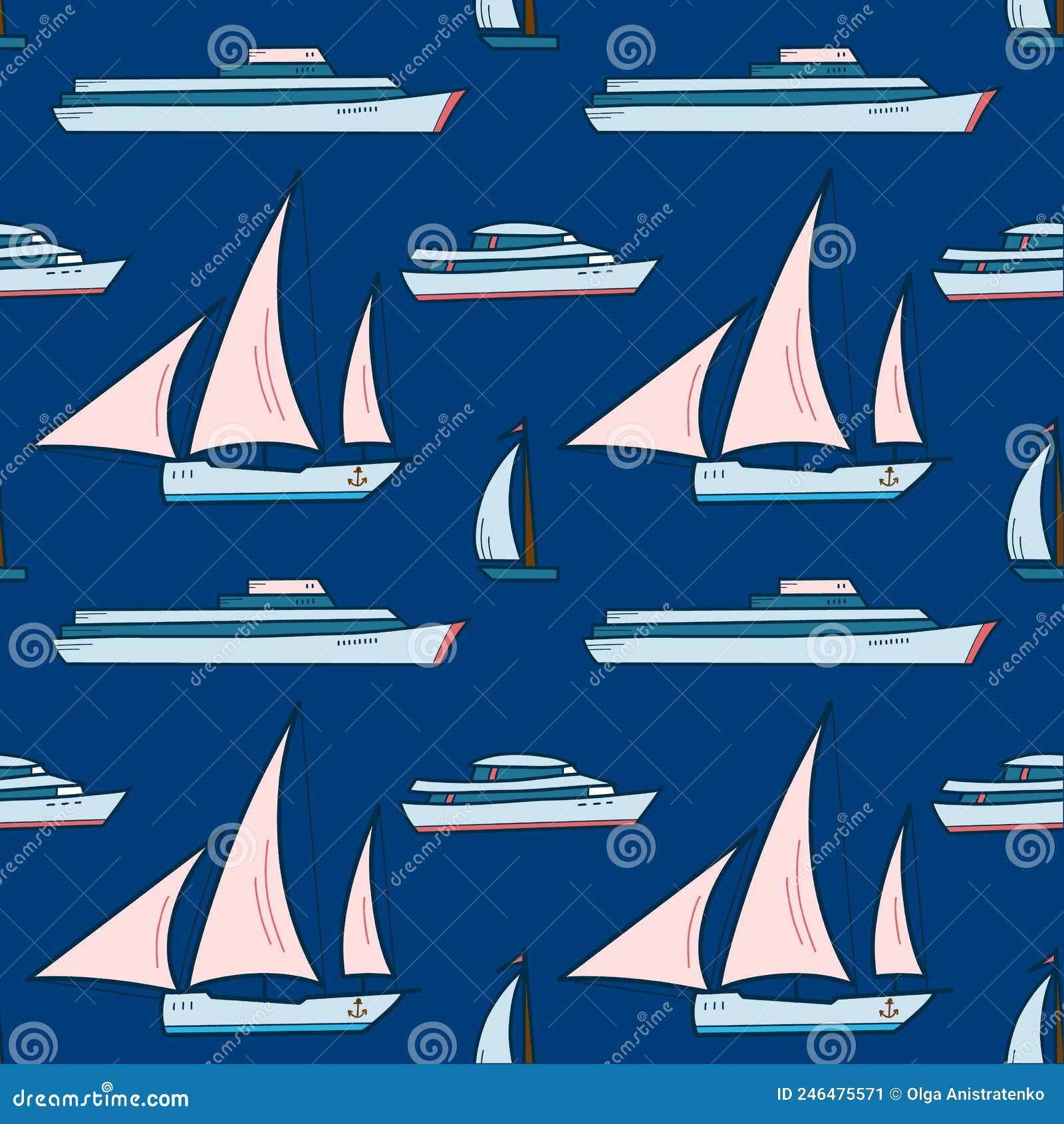 Vector Seamless Pattern on the Theme of Sea Cruise Stock Vector ...