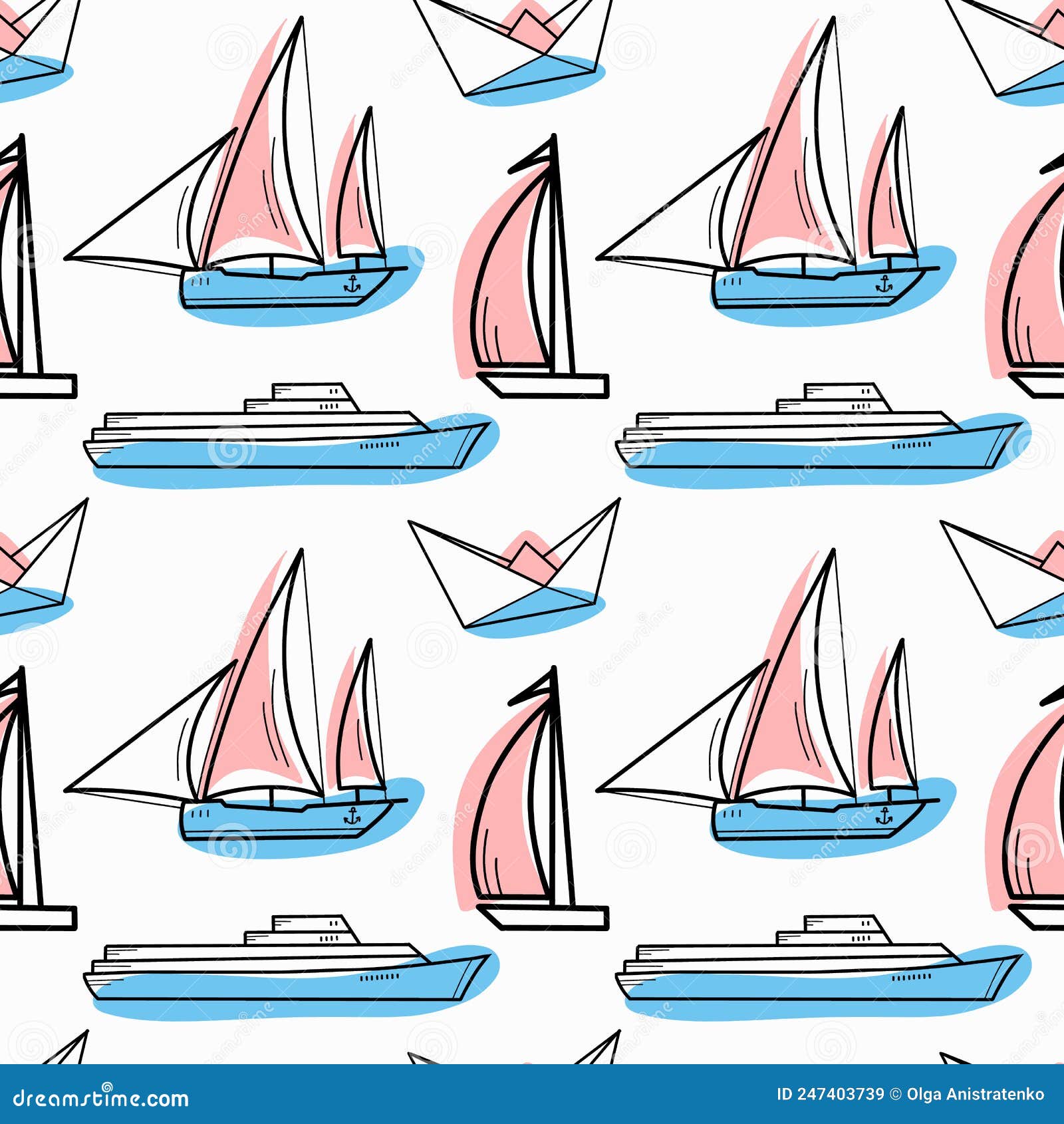 Vector Seamless Pattern on the Theme of Sea Cruise Stock Vector ...