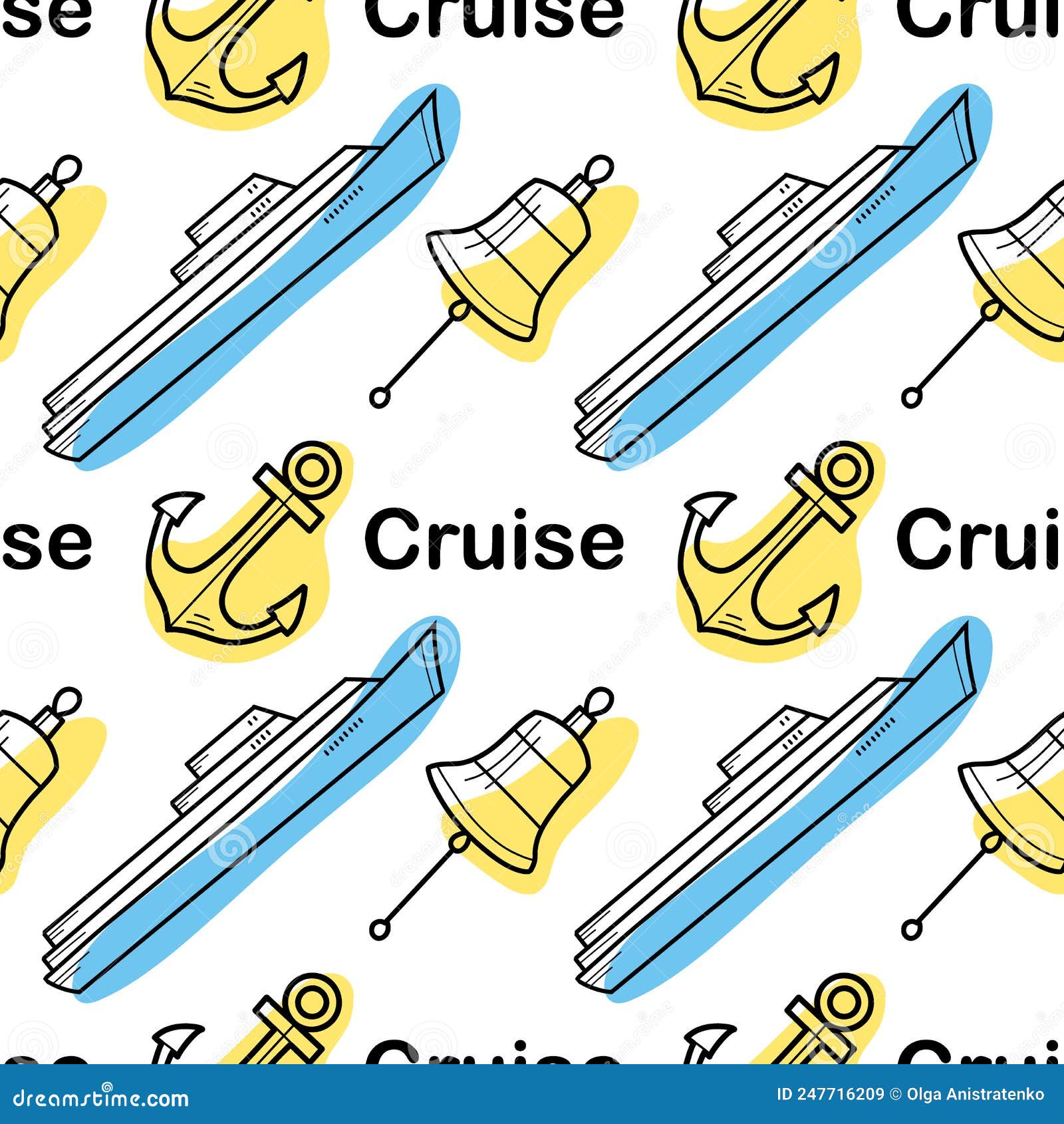 Vector Seamless Pattern on the Theme of Sea Cruise Stock Vector ...