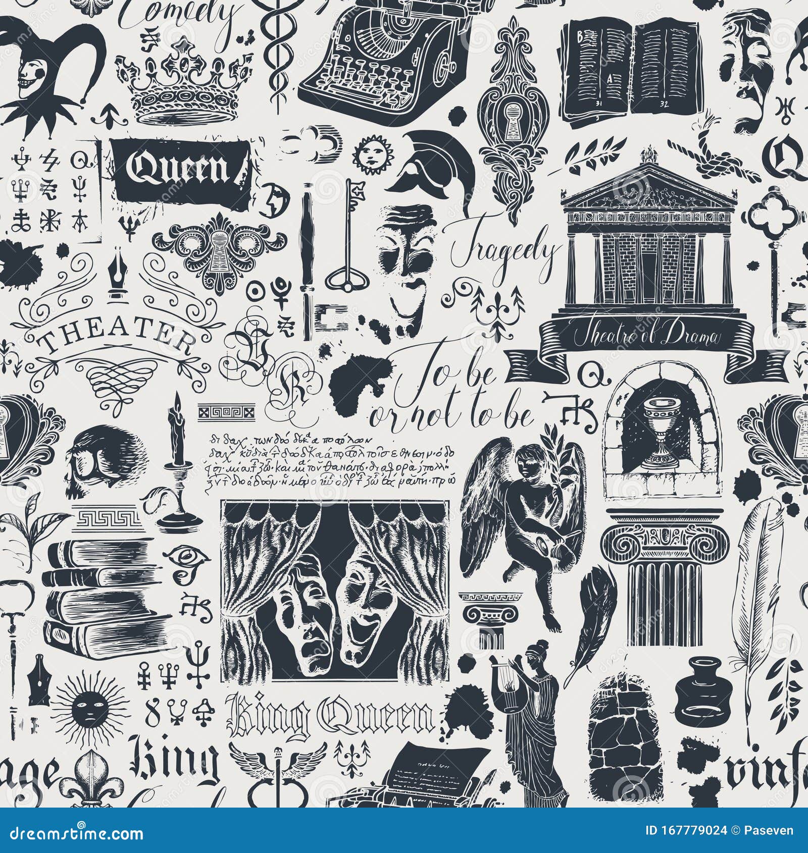 Seamless Pattern on the Theme of Theatre and Drama Stock Vector ...