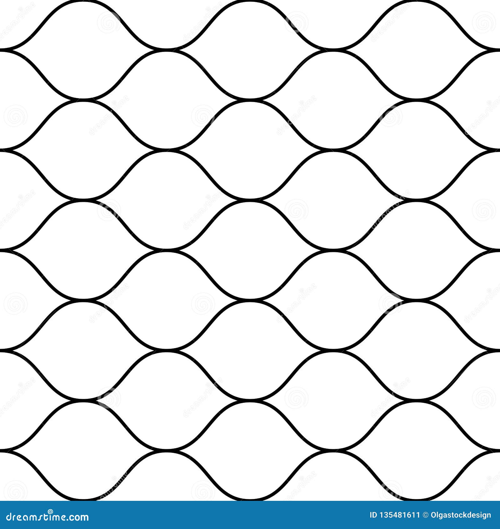 Vector Seamless Pattern, Thin Wavy Lines. Horizontal Mesh Texture Stock ...