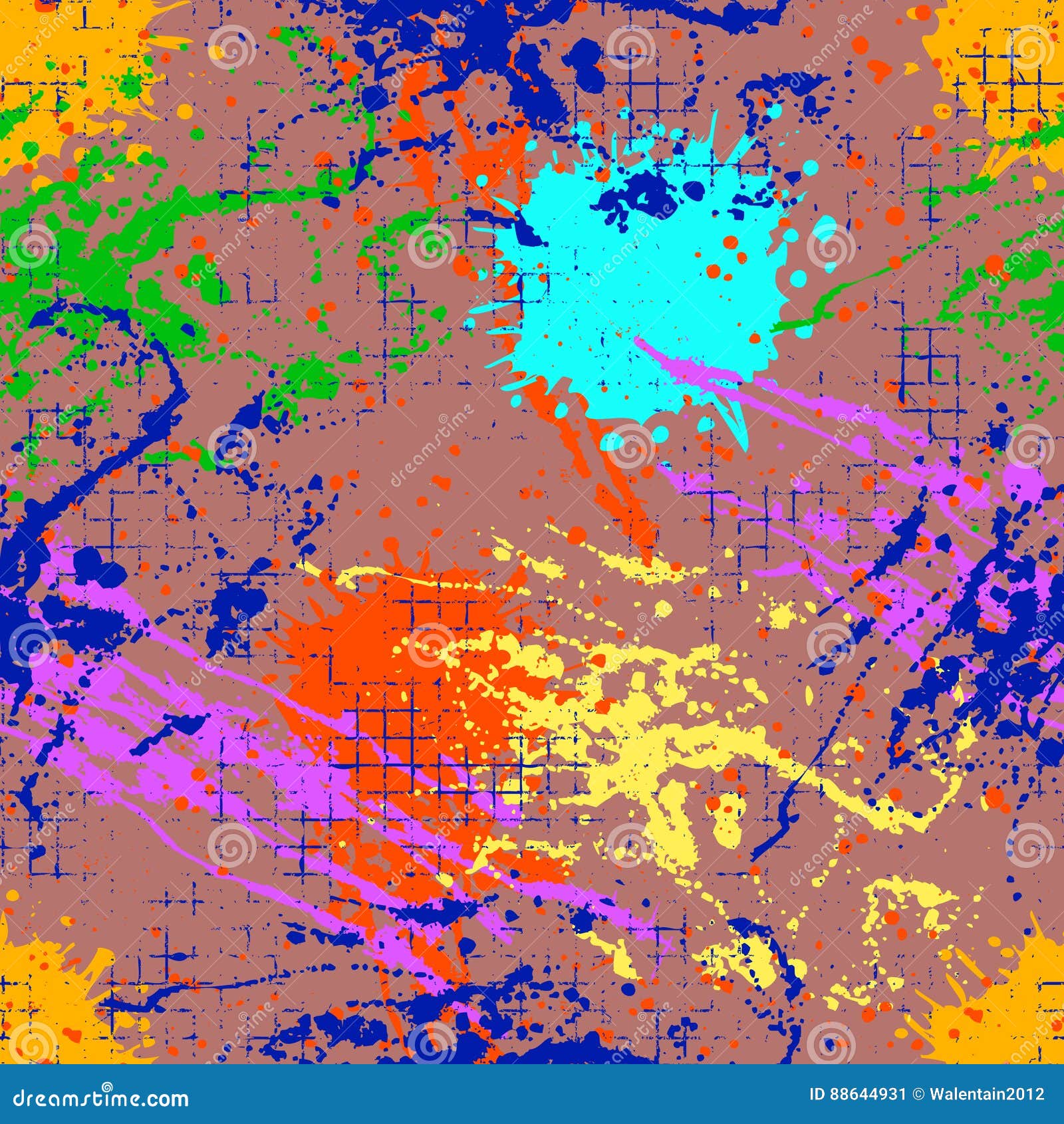 Vector Seamless Pattern, Tile with Inc Splash, Blots, Smudge and Brush ...