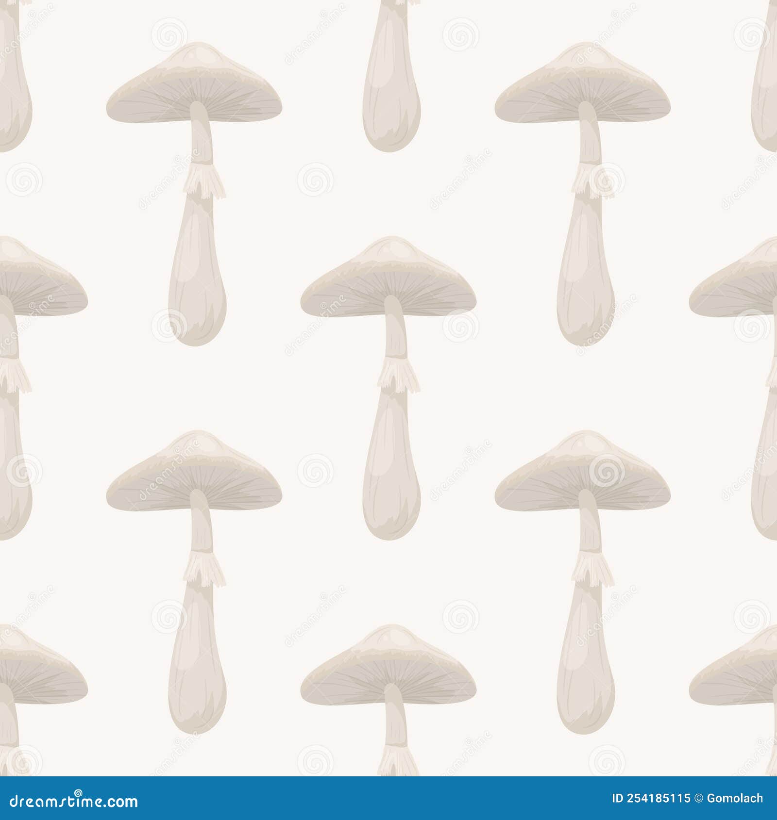 Vector Seamless Pattern with Toadstool Mushroom on White. Seamless ...