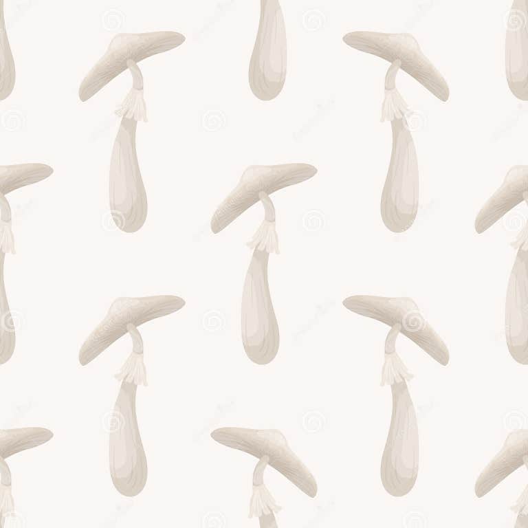 Vector Seamless Pattern with Toadstool Mushroom on White. Seamless Texture, Hand Drawn Cartoon ...