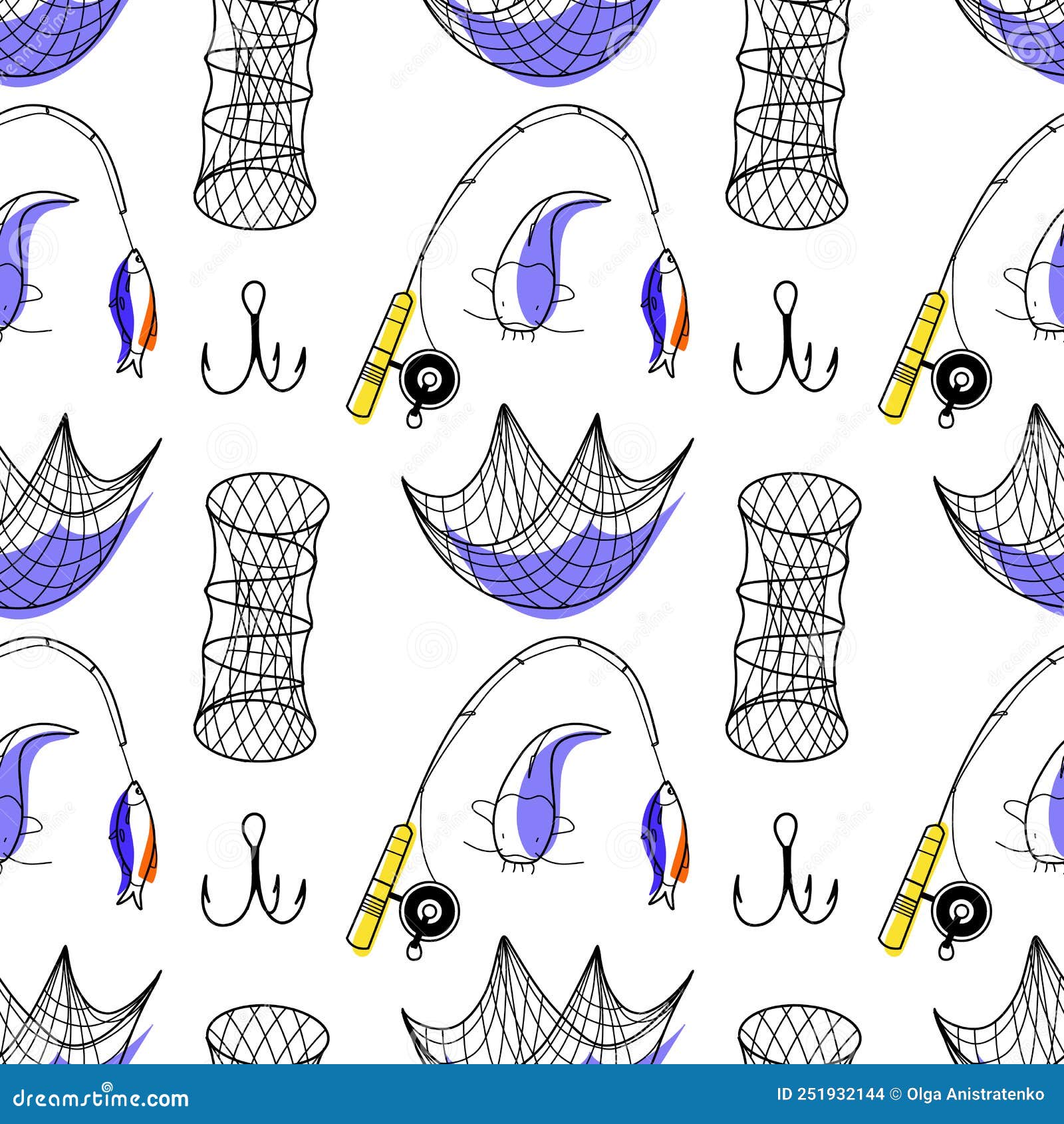 Vector Seamless Pattern on the Topic of Fishing Stock Vector ...