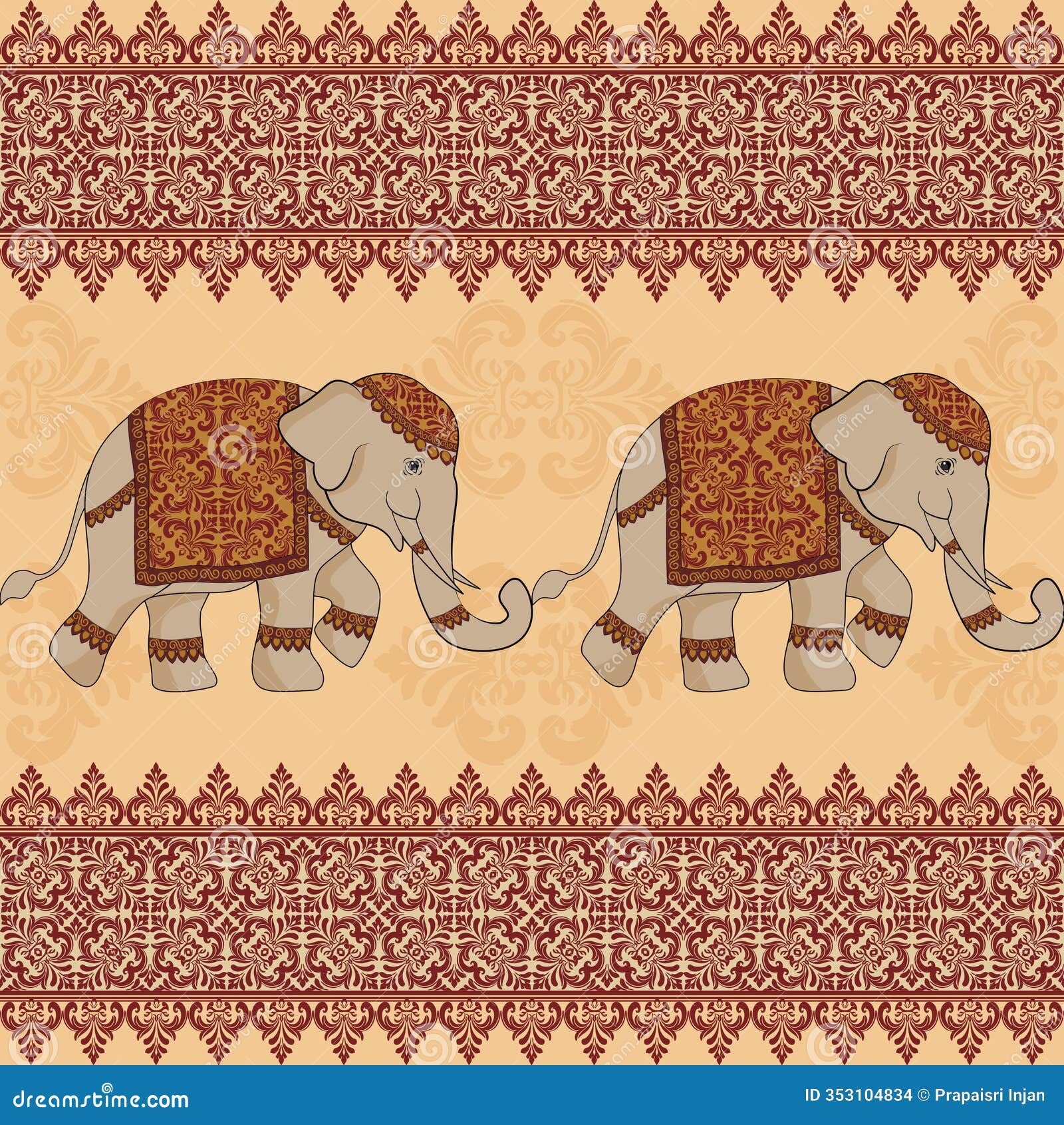 Vector Seamless Pattern Traditional Indian Elephant Border Patterns ...