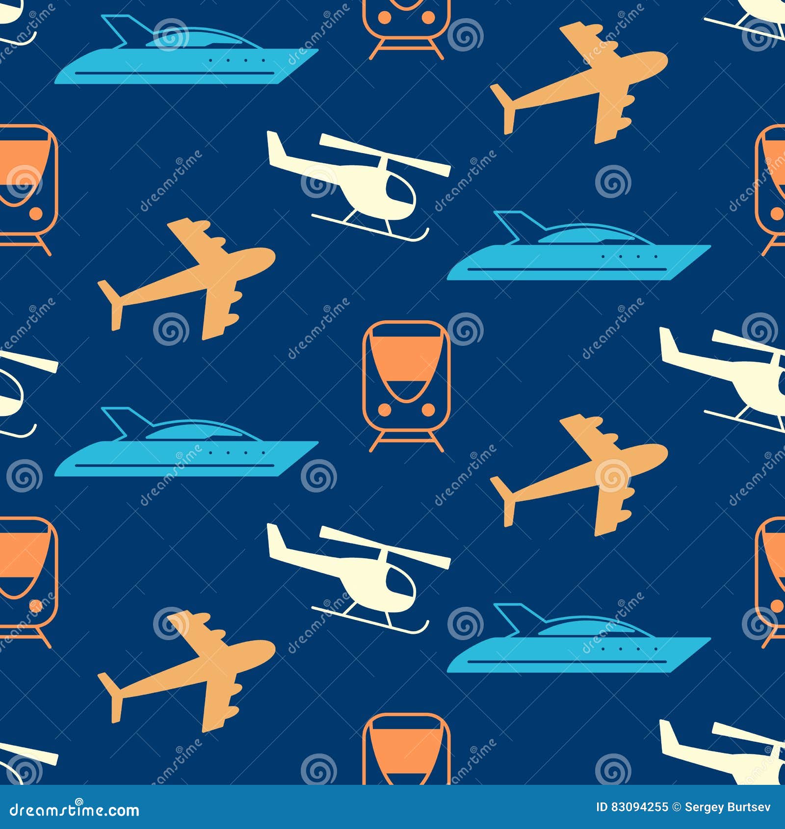 Vector Seamless Pattern with Transportation Icons Silhouettes Stock ...